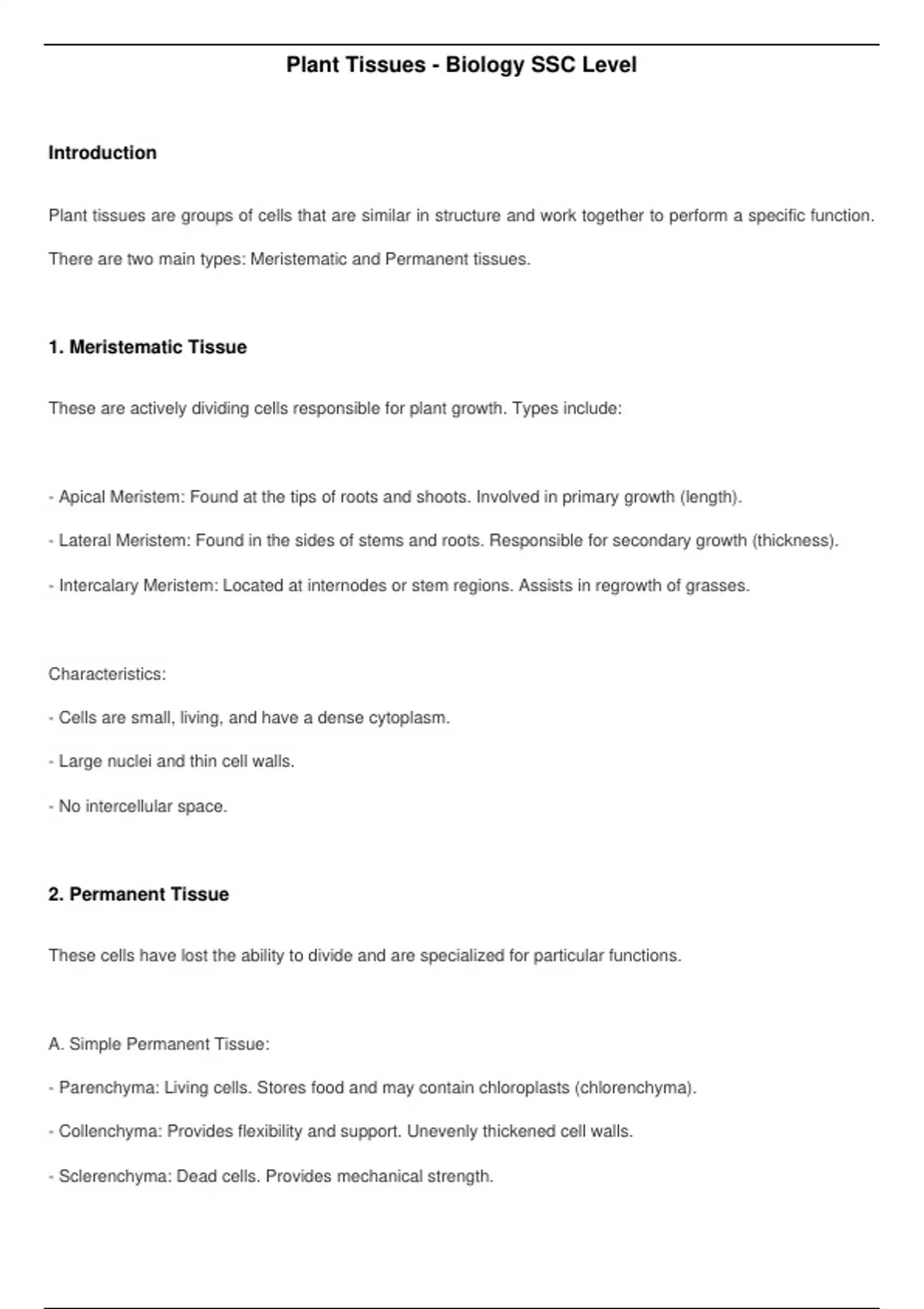 Comprehensive Guide to Plant Tissues: Structure, Types, and Function ...