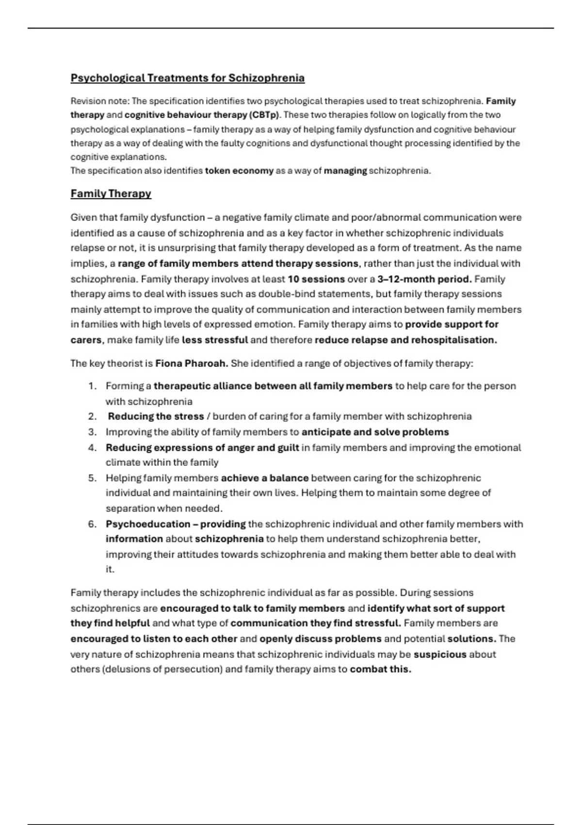 Summary Psychological Treatments for Schizophrenia Revision Sheets and ...