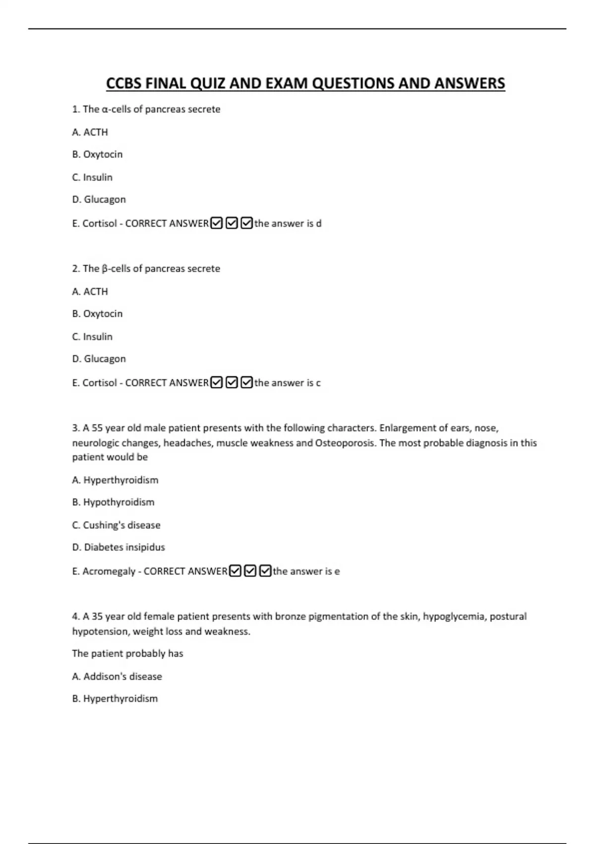 CCBS FINAL QUIZ AND EXAM QUESTIONS AND ANSWERS - CCB - Stuvia US