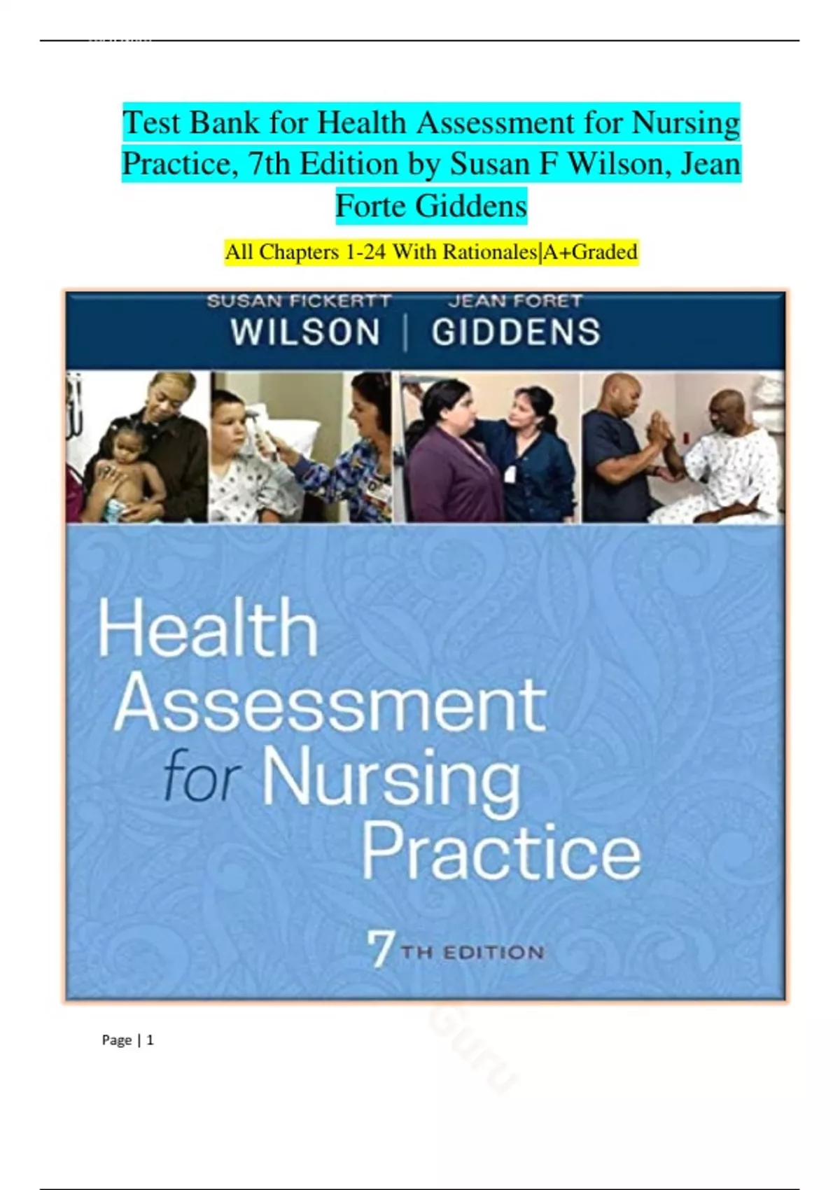 Test Bank for Health Assessment for Nursing Practice, 7th Edition by ...