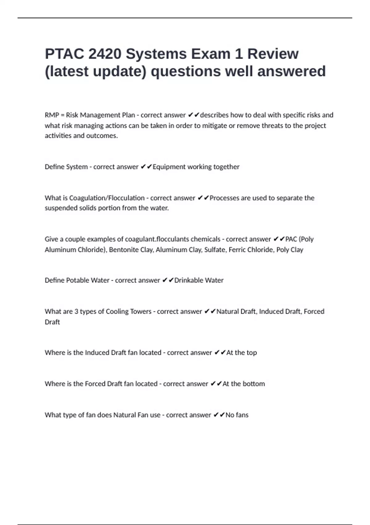 PTAC 2420 Systems Exam 1 Review (latest update) questions well answered ...