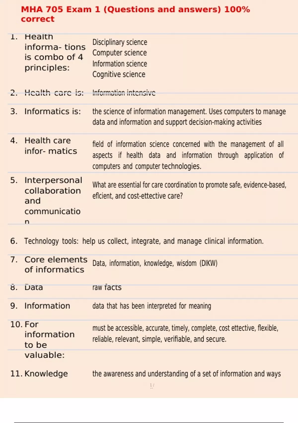 MHA 705 Exam 1 (Questions and answers) 100% correct - MHA 705 - Stuvia US