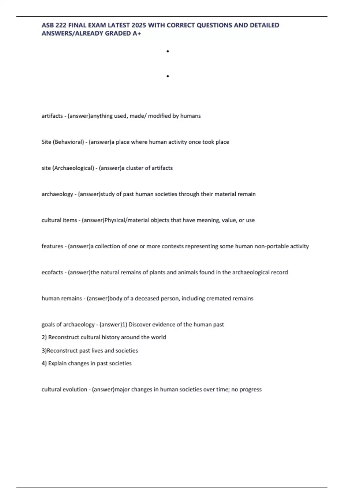 ASB 222 FINAL EXAM LATEST 2025 WITH CORRECT QUESTIONS AND DETAILED ...