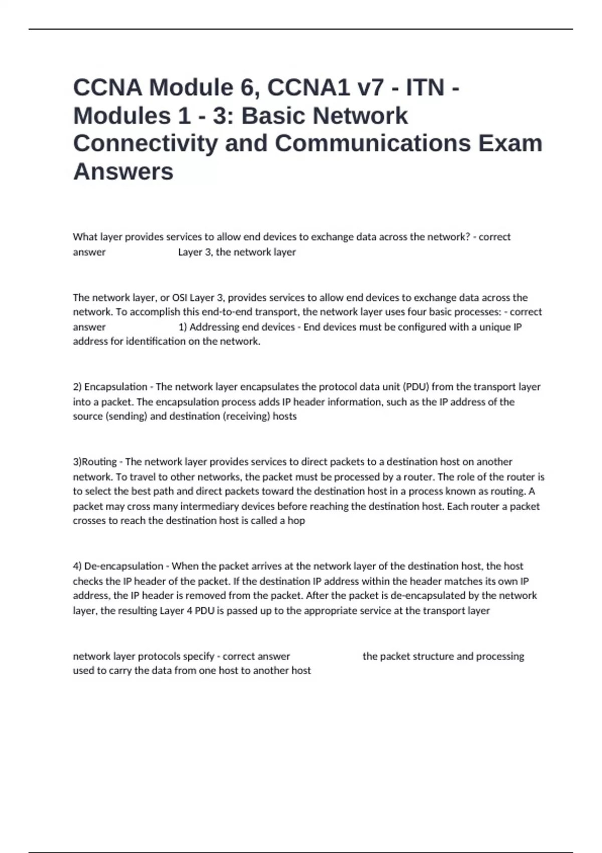 CCNA Module 6, CCNA1 v7 - ITN - Modules 1 - 3: Basic Network Connectivity and Communications ...
