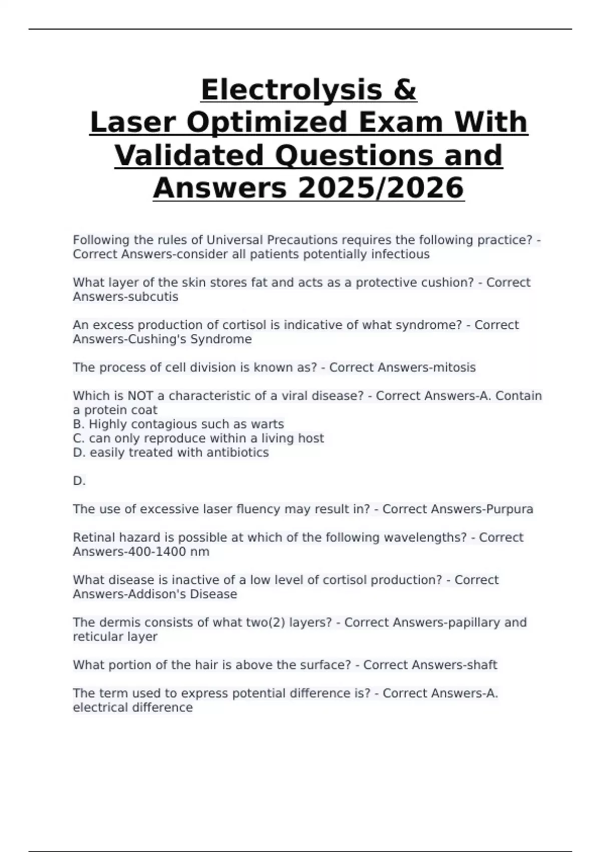 Electrolysis & Laser – Optimized Exam with Validated Questions and ...