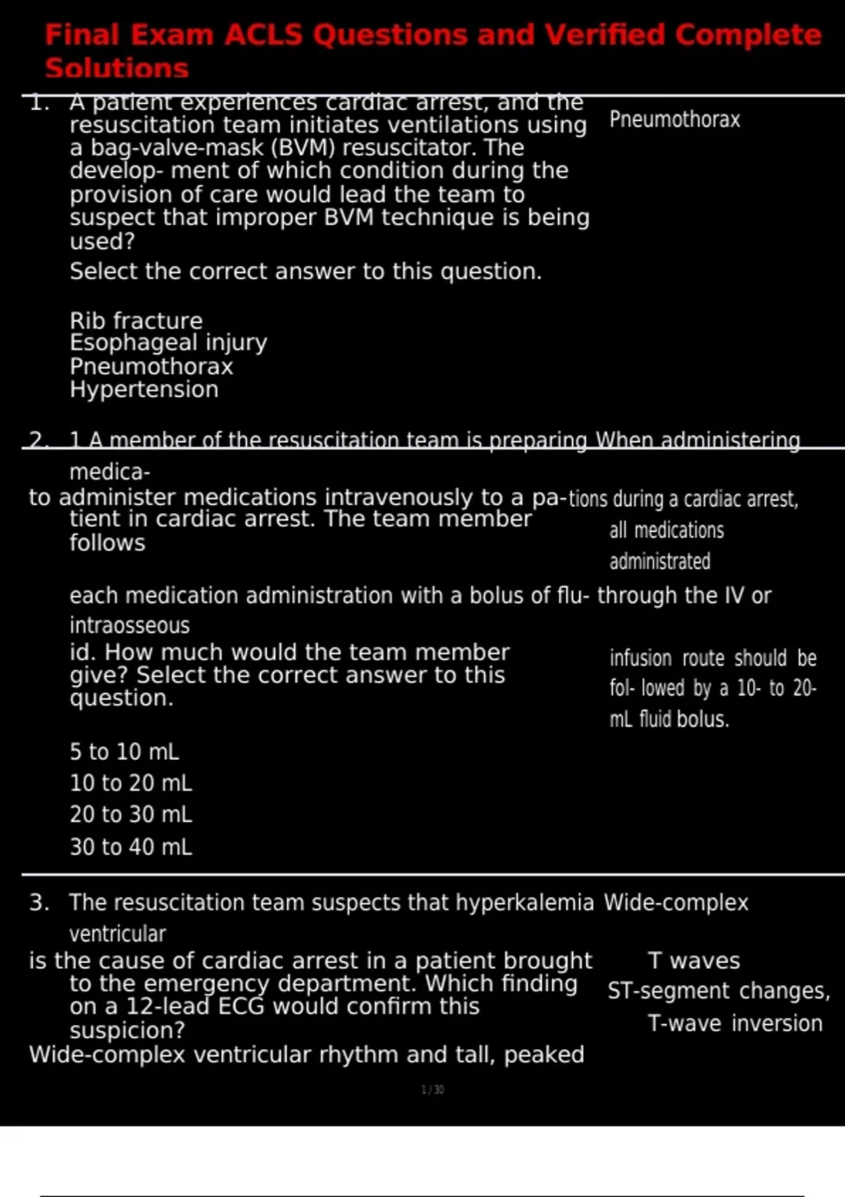 Final Exam ACLS Questions and Verified Complete Solutions - Acls ...