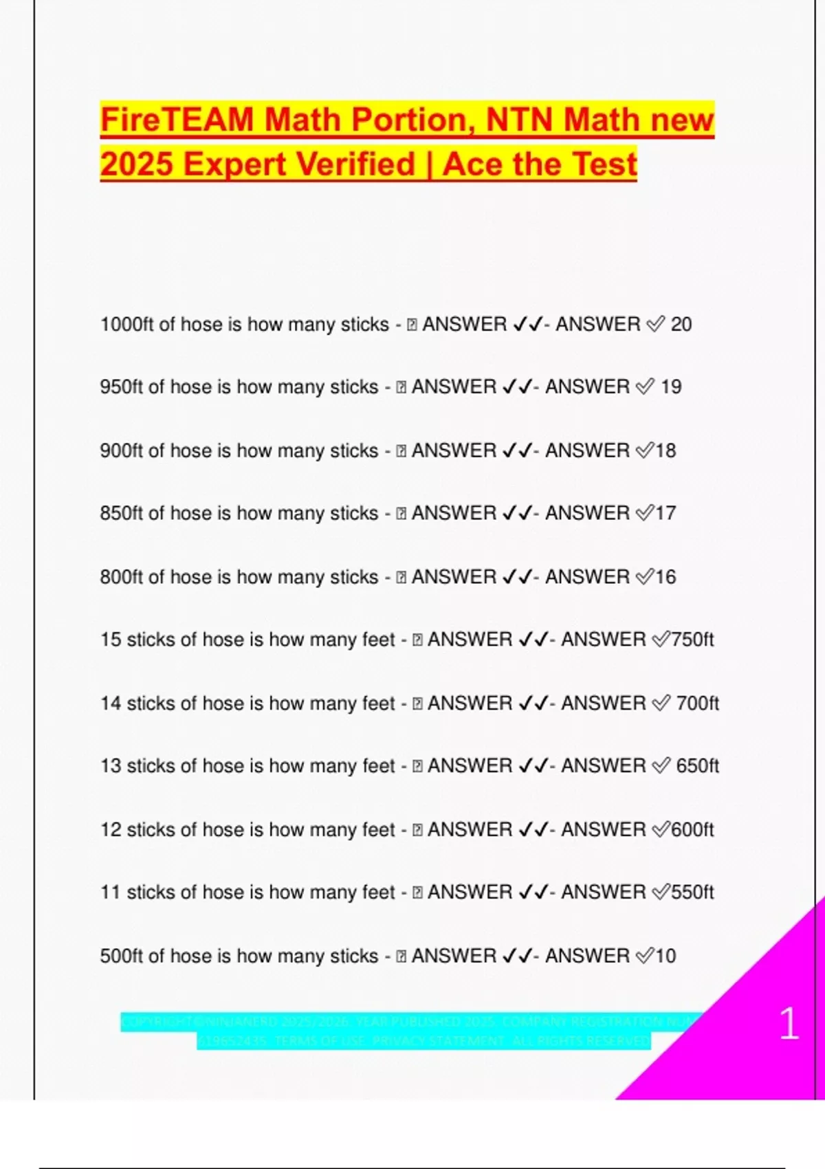 FireTEAM Math Portion – NTN 2025/2026 Expert-Verified Hose Math ...