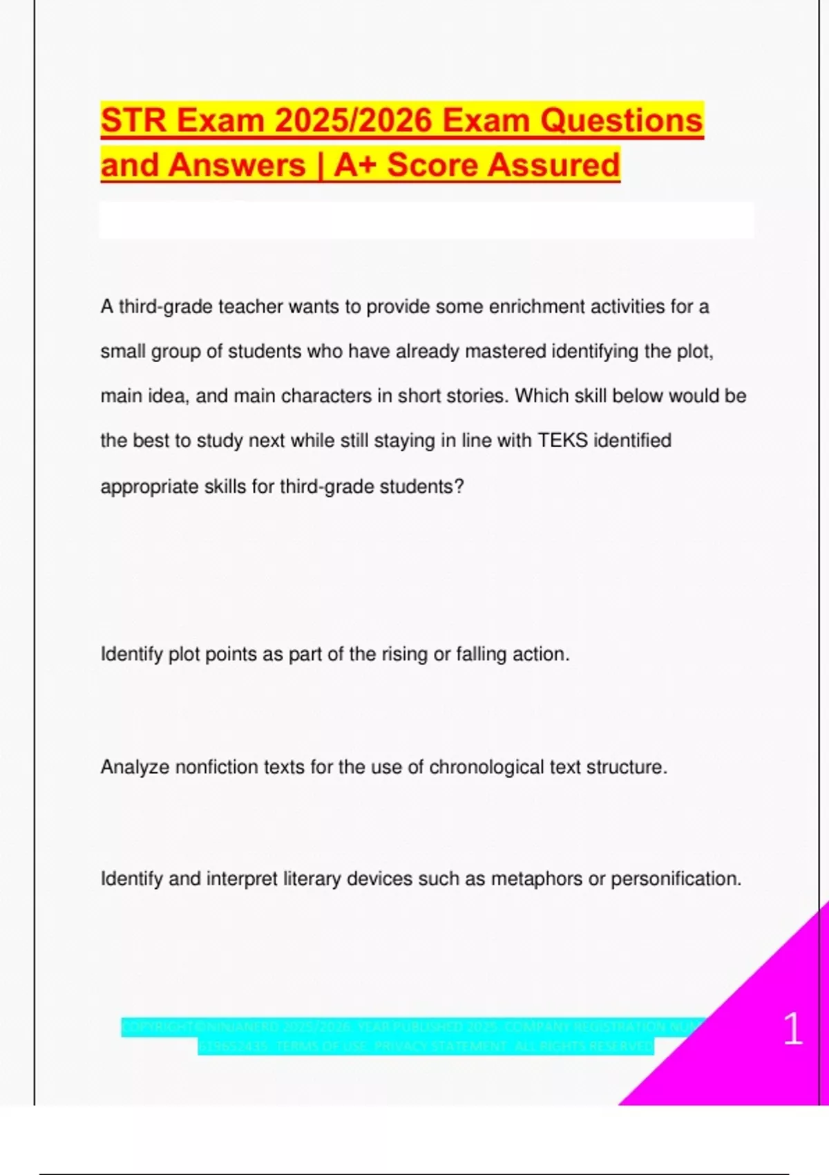 STR Exam 2025/2026 – Complete Study Guide with 100% Verified Answers ...