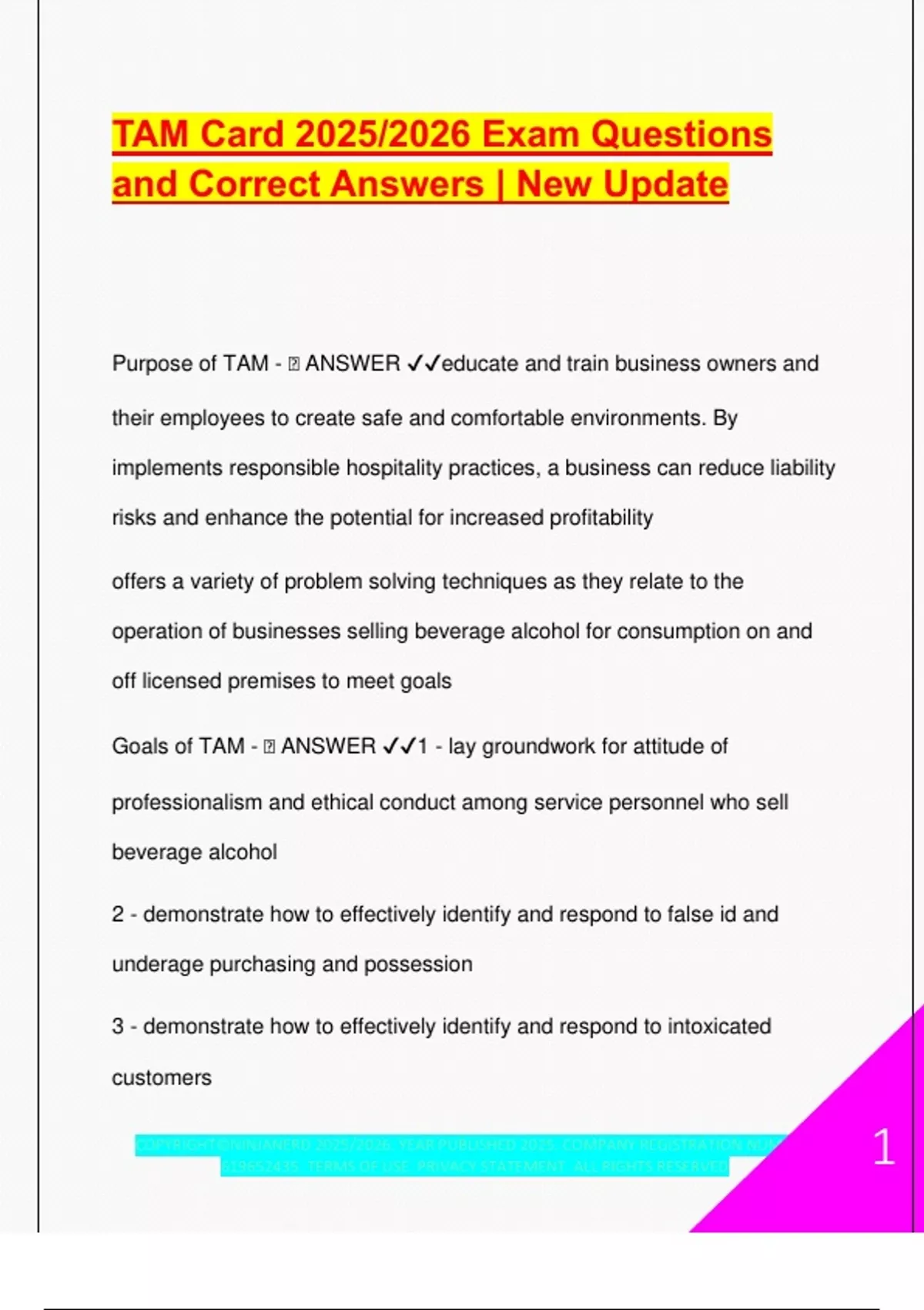 TAM Card 2025/2026 – Full Exam Q&A with 100% Correct Answers for ...