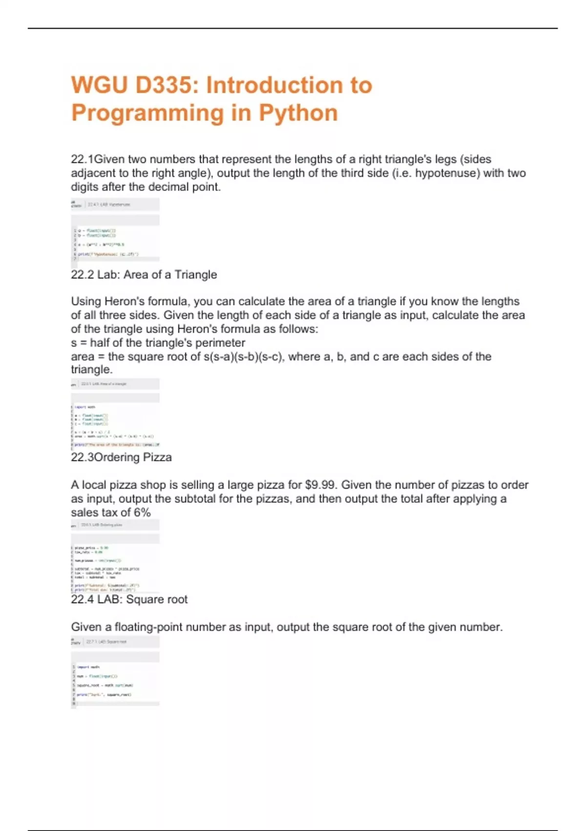 WGU D335: Introduction to Programming in Python Questions and Answers 100% Solved correctly ...