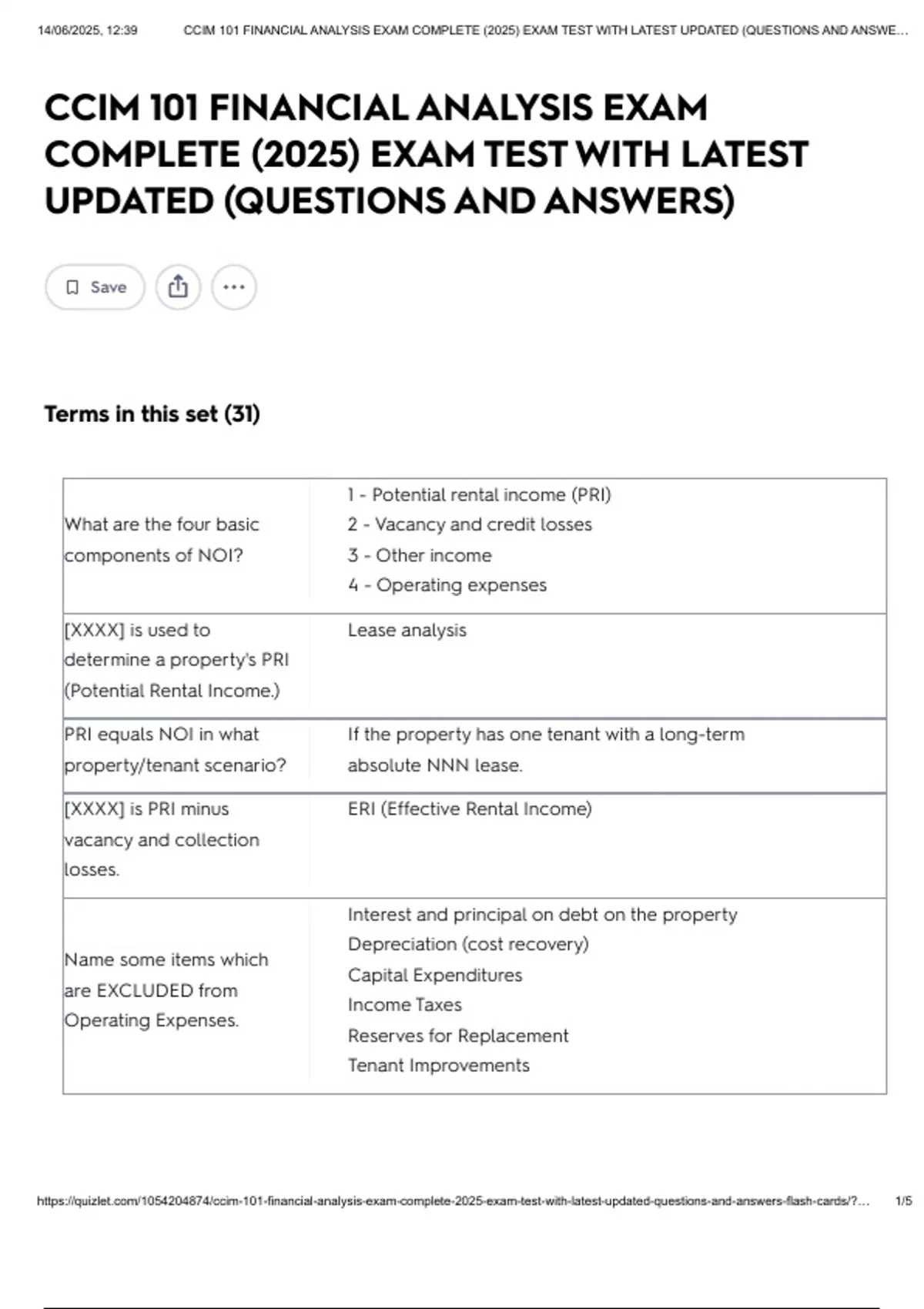 CCIM 101 FINANCIAL ANALYSIS EXAM COMPLETE (2025) EXAM TEST WITH LATEST ...