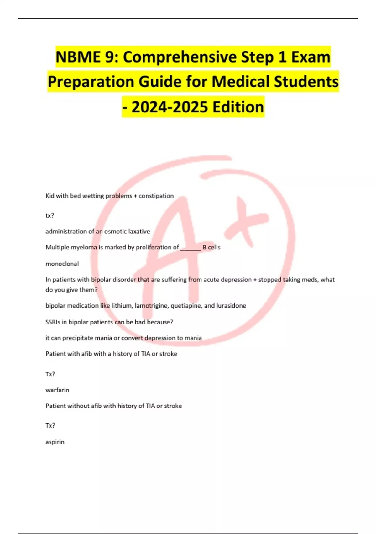 NBME 9 – 2024/2025 Comprehensive Step 1 Review with High-Yield Clinical ...