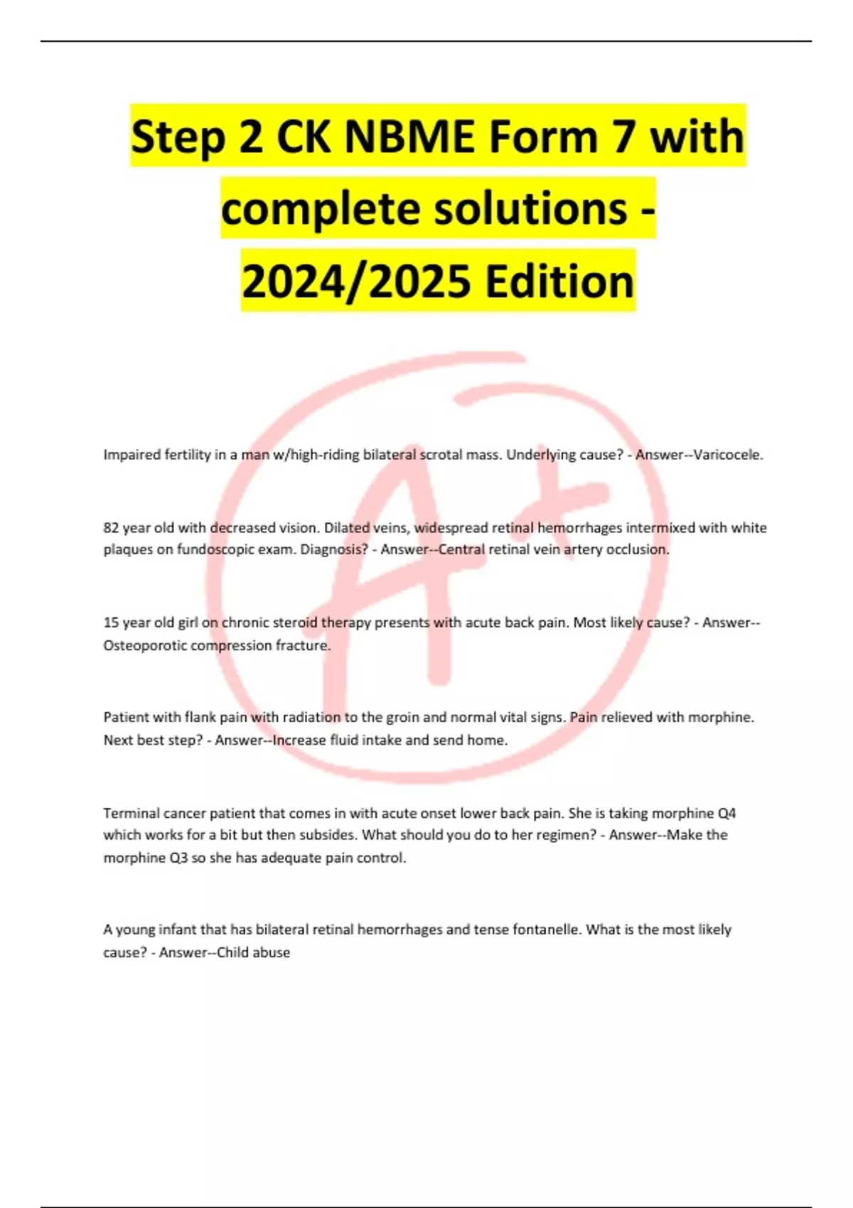 Step 2 CK NBME Form 7 – 2024/2025 Complete Practice Exam with Detailed ...