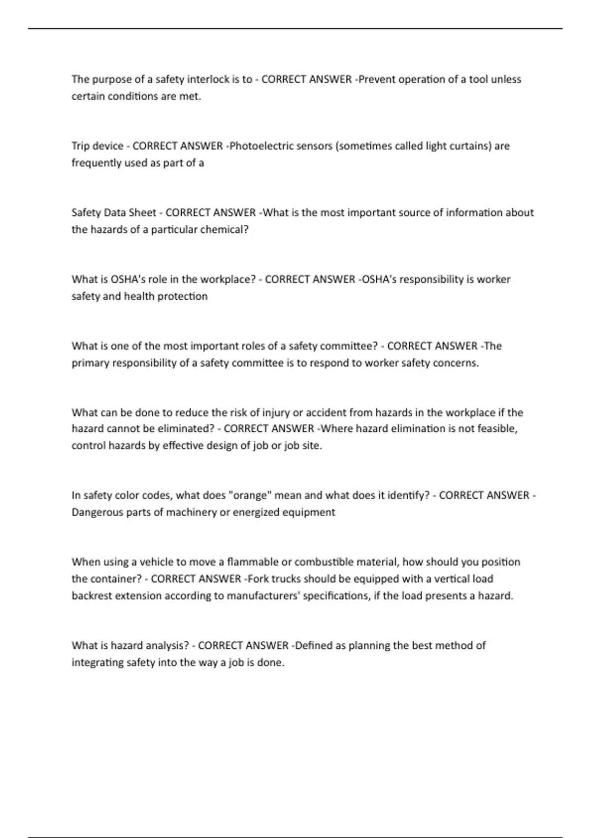 MSSC CPT Safety Awareness Practice Test Questions with Correct Answers ...