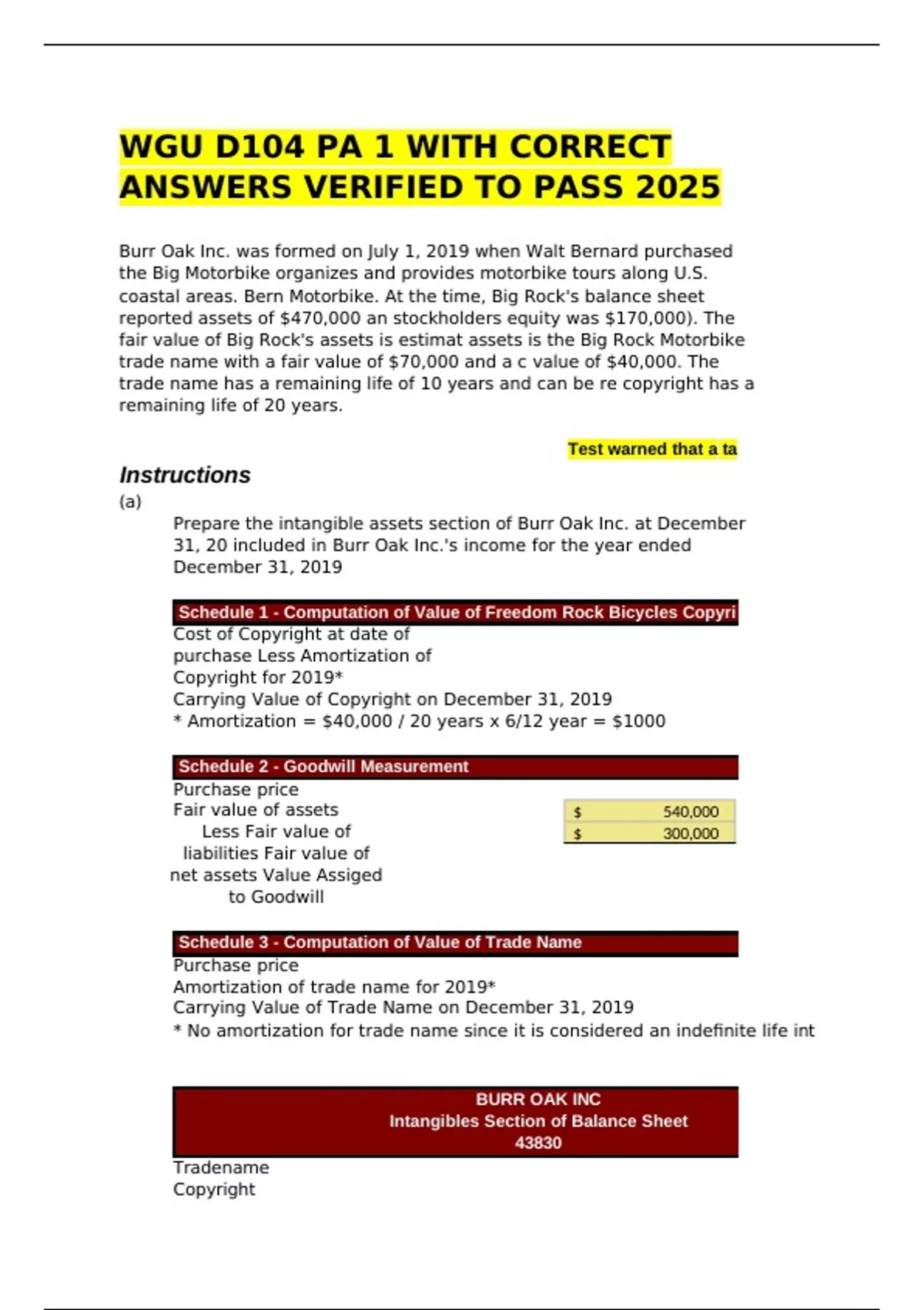 WGU D104 PA 1 WITH CORRECT ANSWERS VERIFIED TO PASS 2025 - WGU D104 PA ...