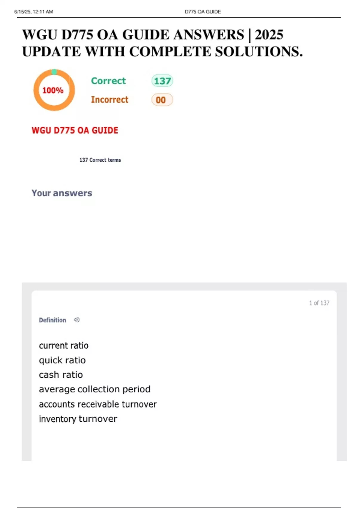 WGU D775 OA GUIDE ANSWERS | 2025 UPDATE WITH COMPLETE SOLUTIONS. - D775 - Stuvia US