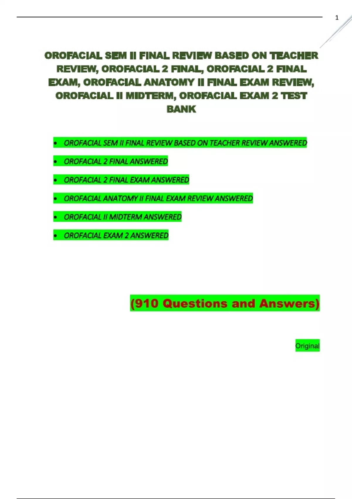 OROFACIAL SEM II FINAL REVIEW BASED ON TEACHER REVIEW, OROFACIAL 2 ...