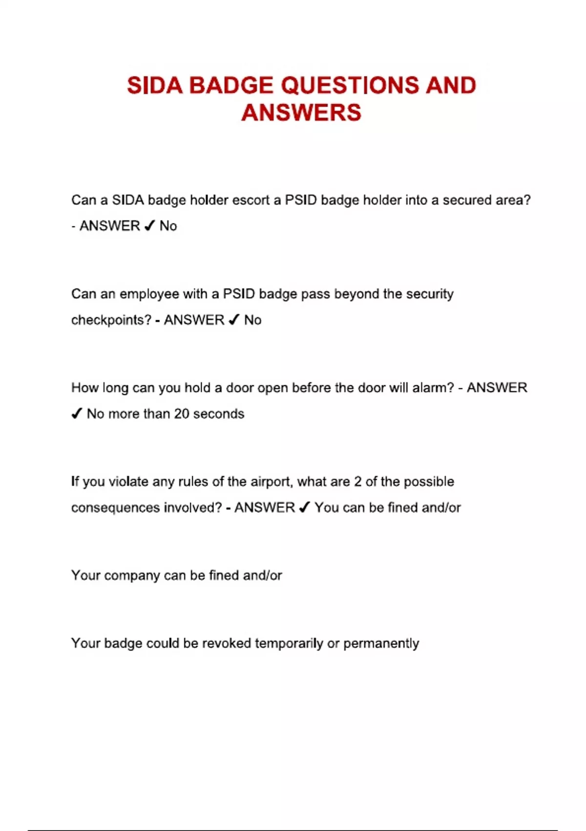 SIDA BADGE 2025/ 2026 REVISED EXAM QUESTIONS WITH CORRECT ANSWERS ...