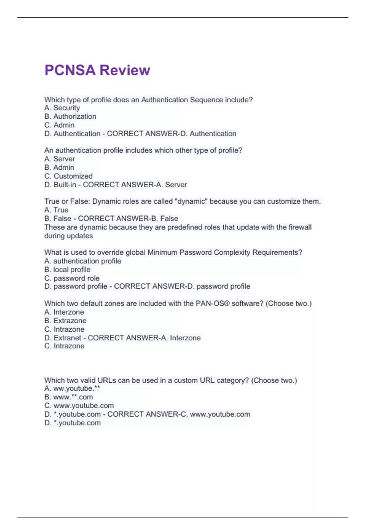 PCNSA Review Actual questions and answers 100% correct - PCNSA - Stuvia US