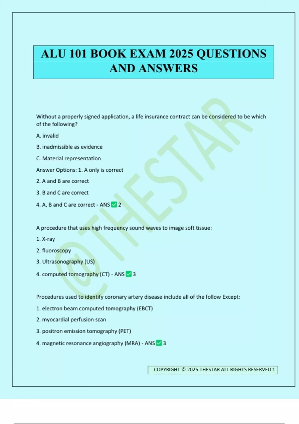 ALU 101 BOOK EXAM 2025 QUESTIONS AND ANSWERS - ALU 101 - Stuvia US
