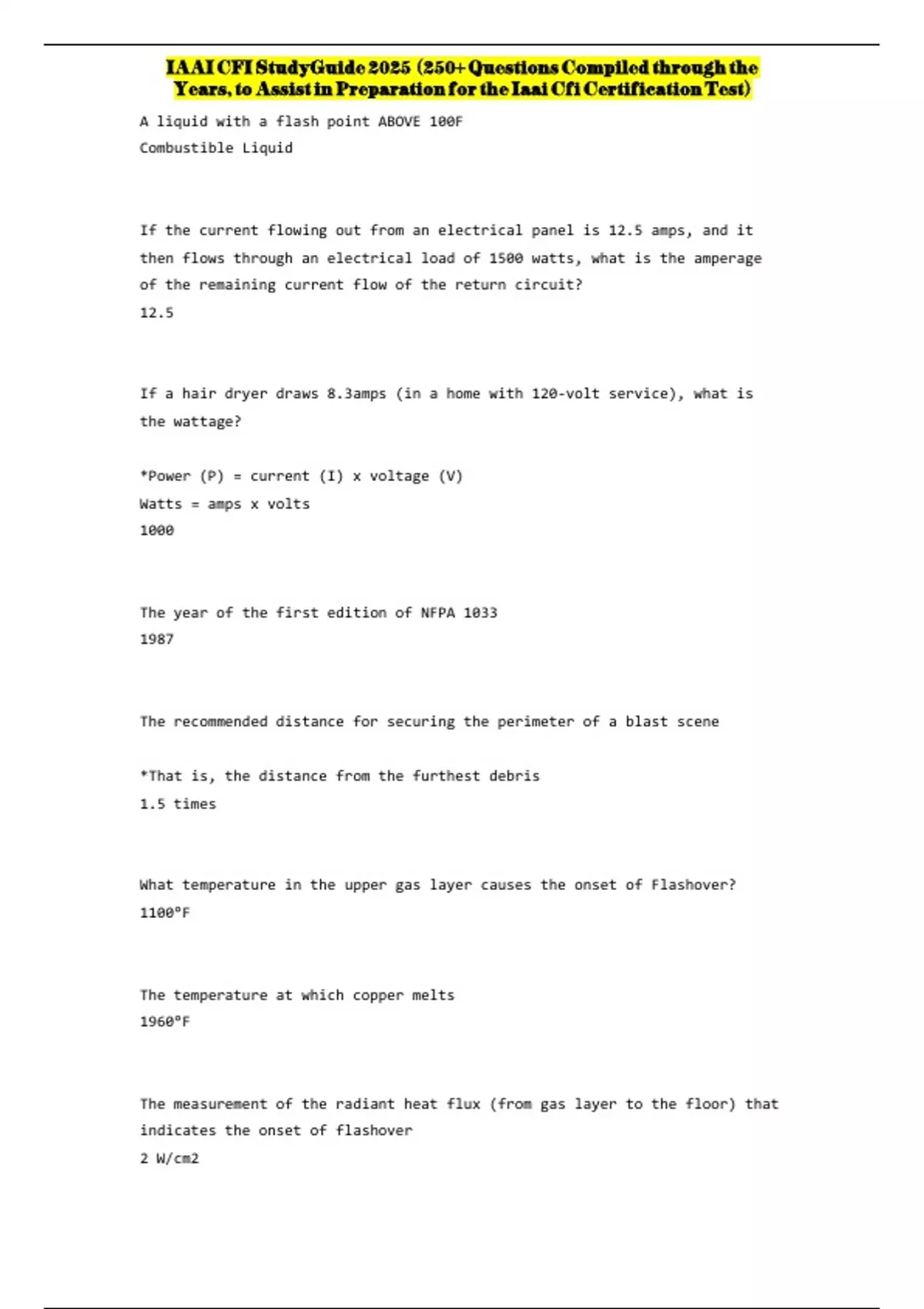 IAAI CFI Study Guide 2025 (250+ Questions Compiled through the Years ...