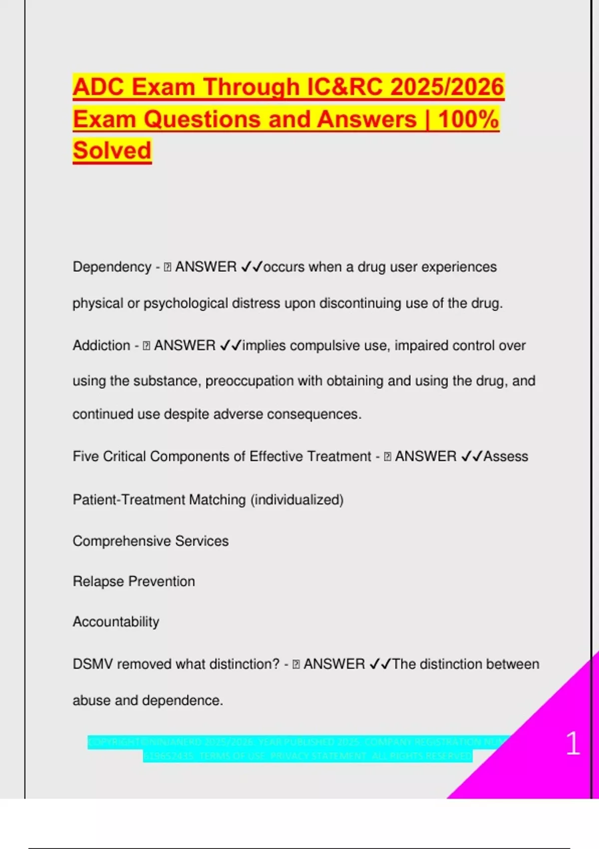 ADC Exam via IC&RC 2025/2026 | Complete Q&A for Alcohol & Drug ...