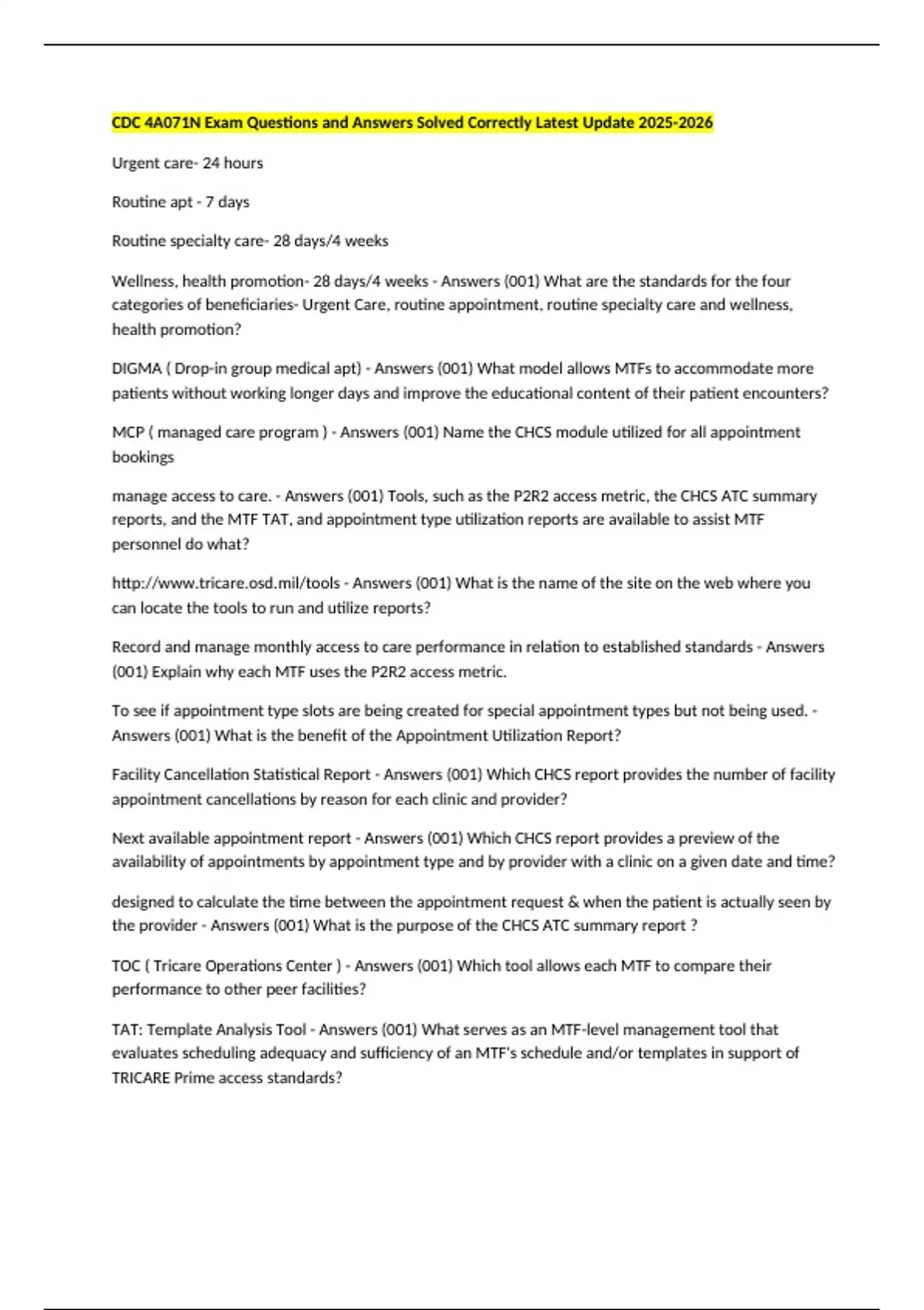 CDC 4A071N Exam Questions and Answers Solved Correctly Latest Update ...