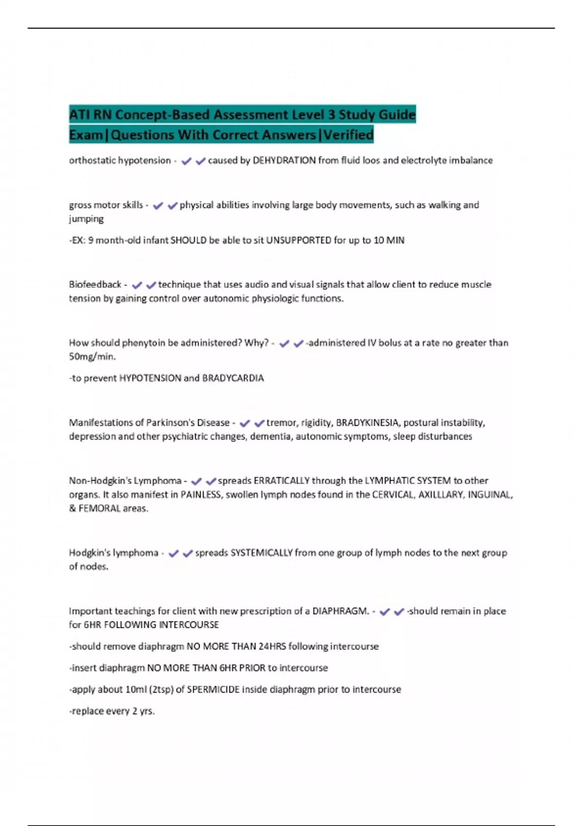 ATI RN Concept-Based Assessment Level 3 Study Guide Exam|Questions With ...