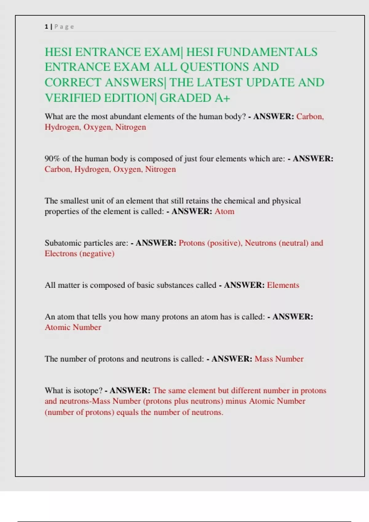 HESI Entrance Exam | Fundamentals – All Questions & Correct Answers ...