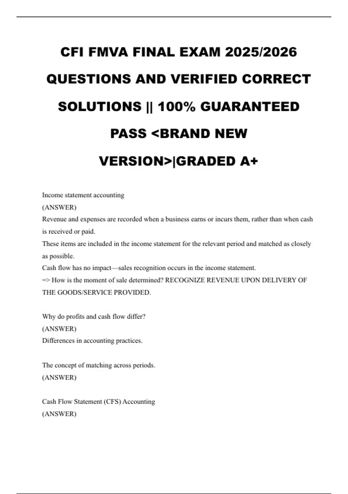 CFI FMVA FINAL EXAM 2025/2026 QUESTIONS AND VERIFIED CORRECT SOLUTIONS ...