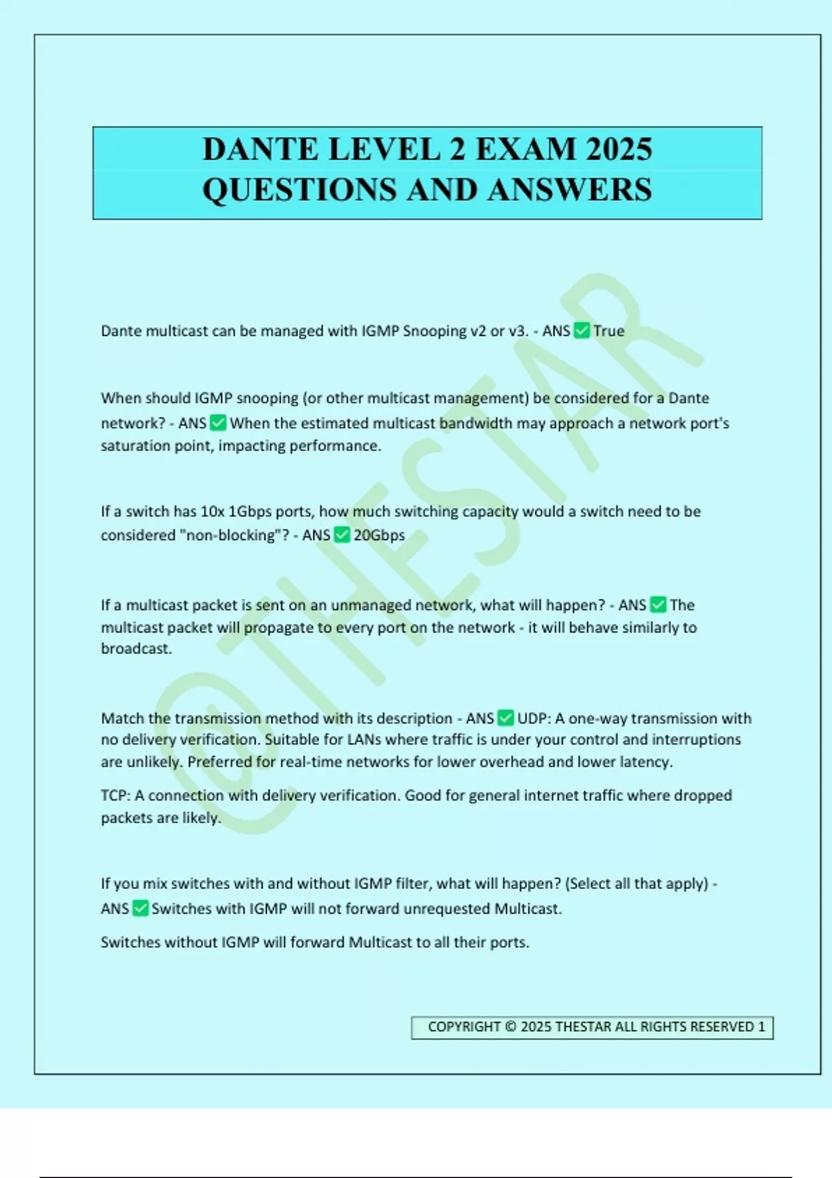 DANTE LEVEL 2 EXAM 2025 QUESTIONS AND ANSWERS - DANTE LEVEL 2 - Stuvia US
