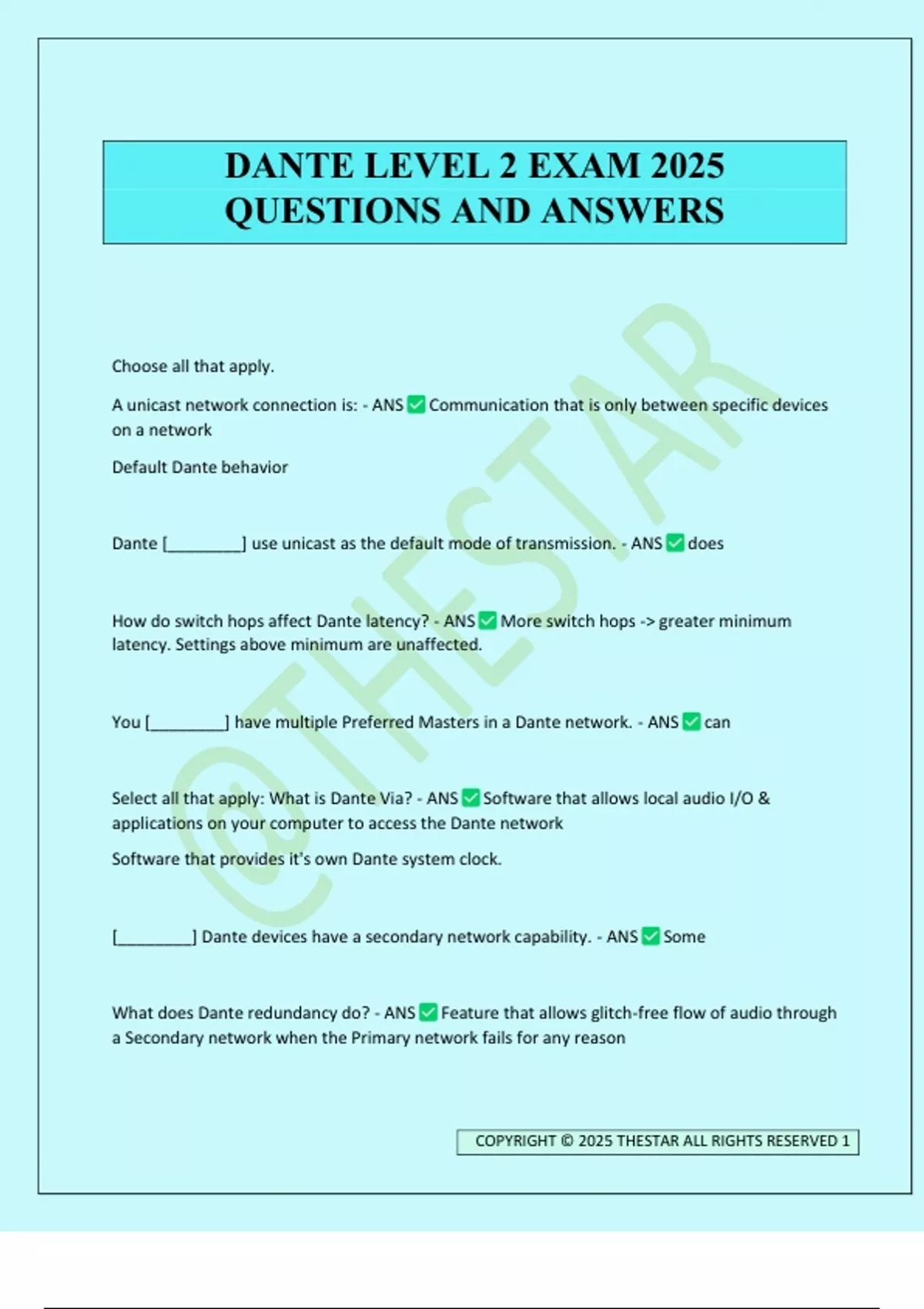 DANTE LEVEL 2 EXAM 2025 QUESTIONS AND ANSWERS - DANTE LEVEL 2 - Stuvia US
