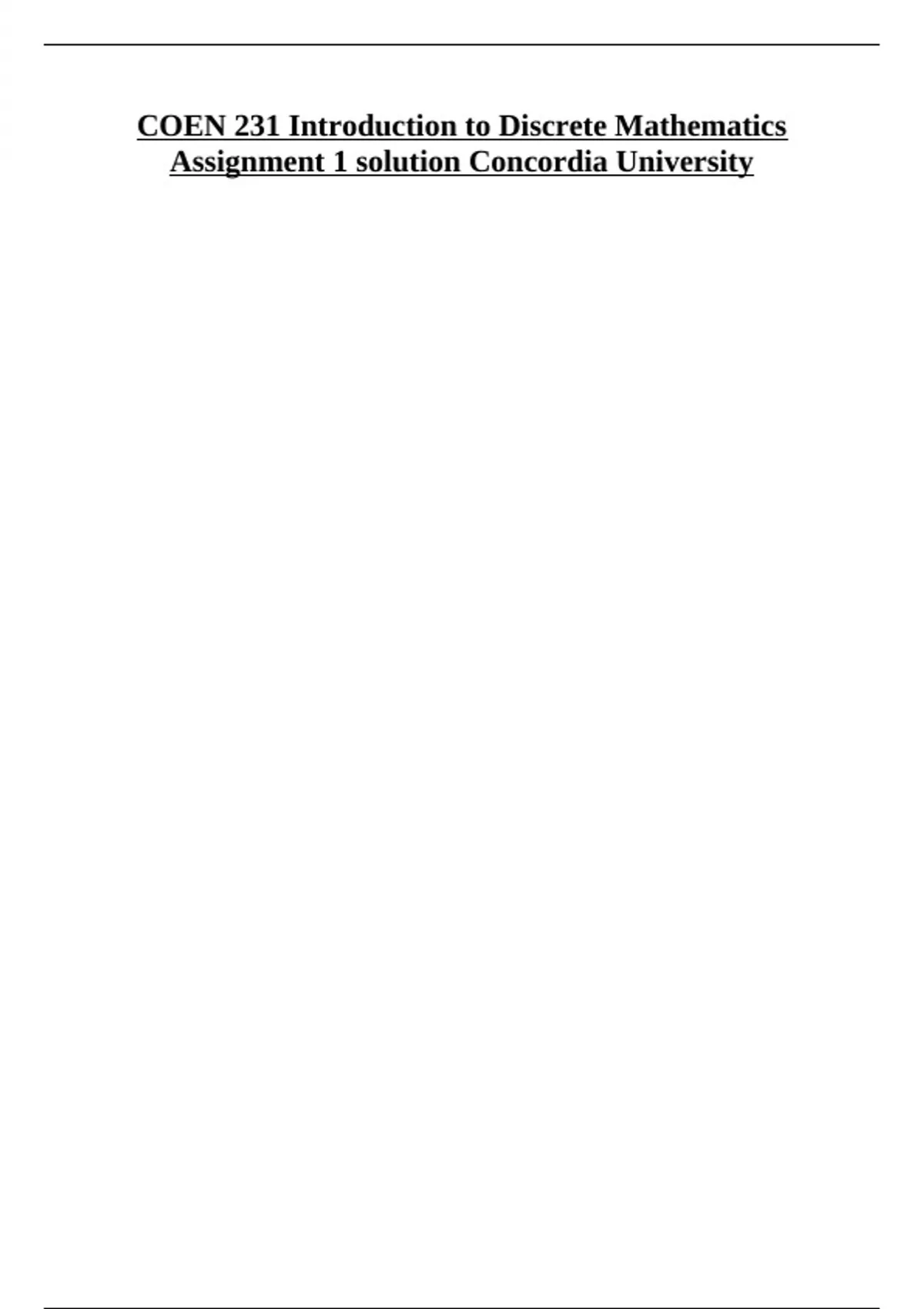 COEN 231 Introduction to Discrete Mathematics Assignment 1 solution Concordia University - COEN ...
