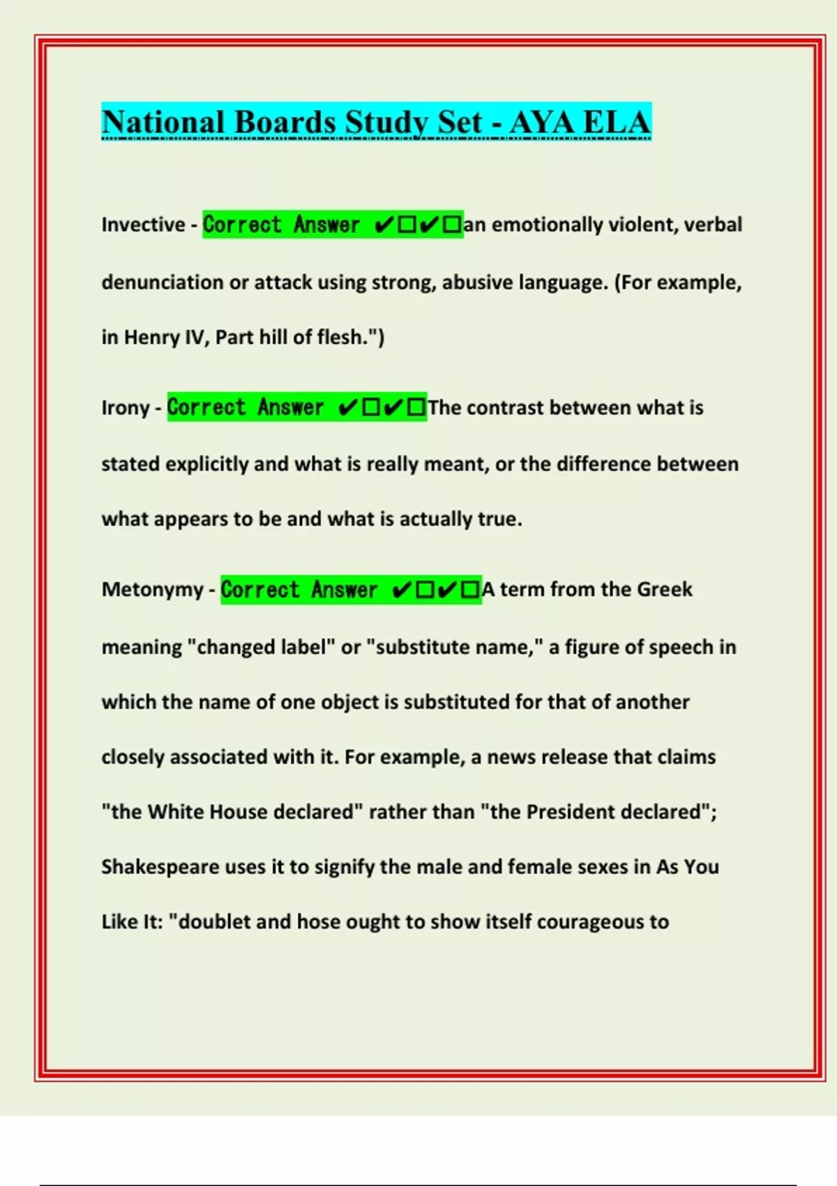 National Boards Study Set - AYA ELA Crack the Code: Ultimate Exam Questions & Winning Answers ...