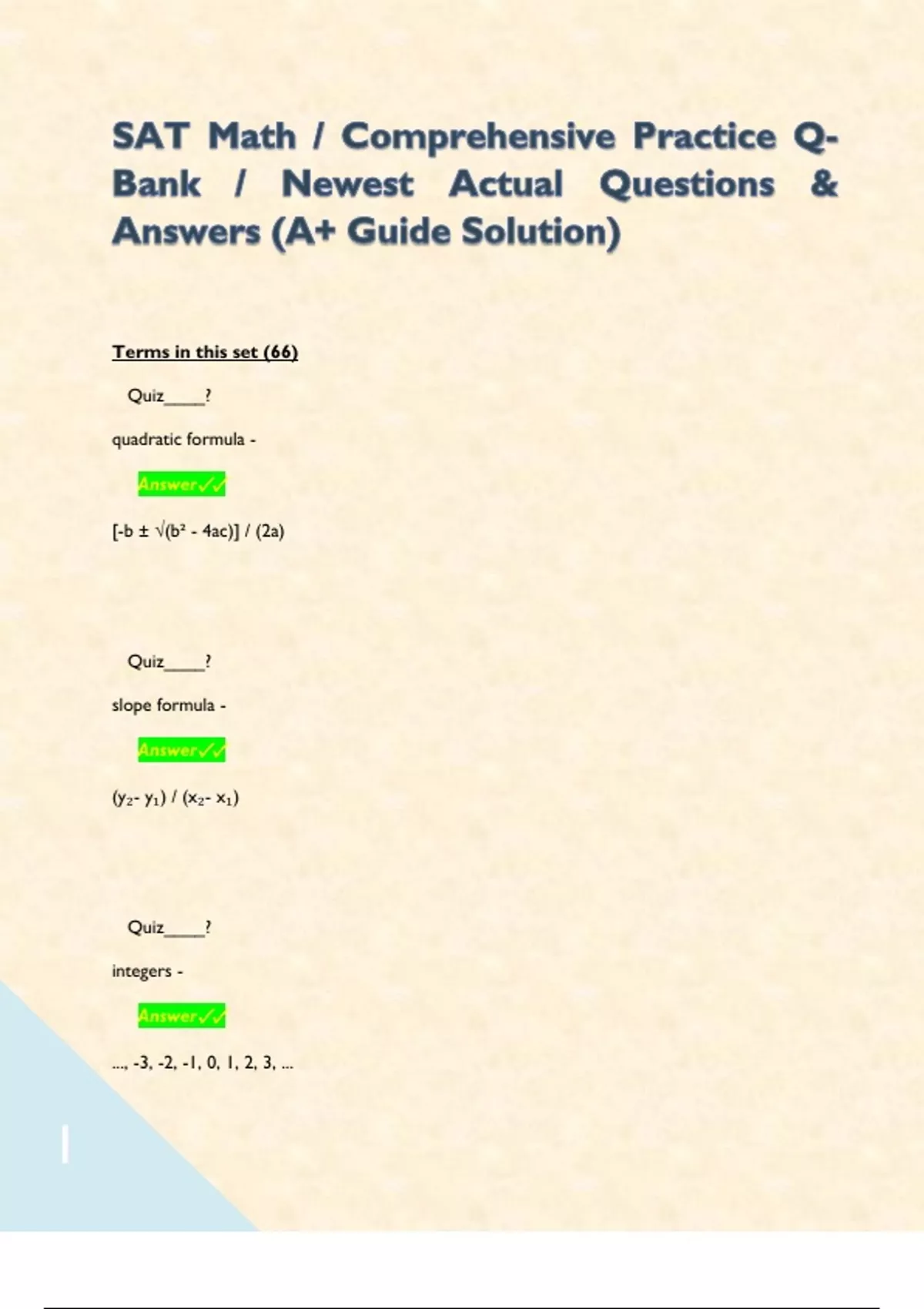SAT Math / Comprehensive Practice Q-Bank / Newest Actual Questions ...