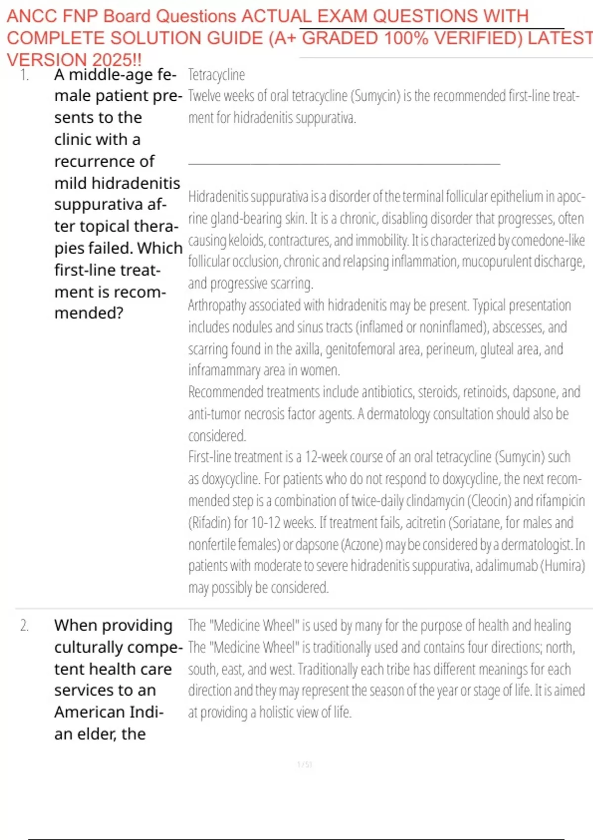 ANCC FNP Board Questions ACTUAL EXAM QUESTIONS WITH COMPLETE SOLUTION ...