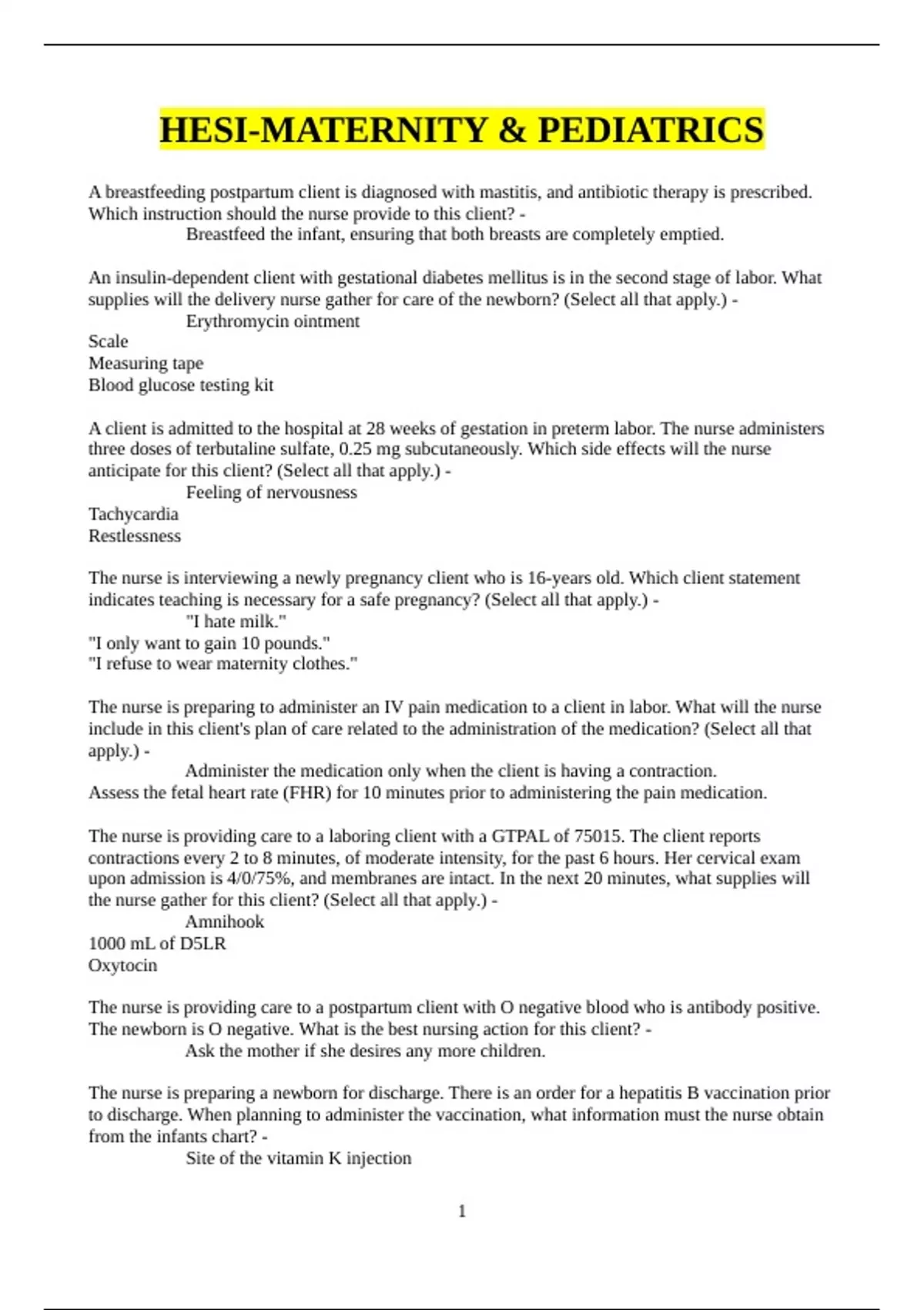 Comprehensive Review for HESI Maternity & Pediatrics: Strategies for ...