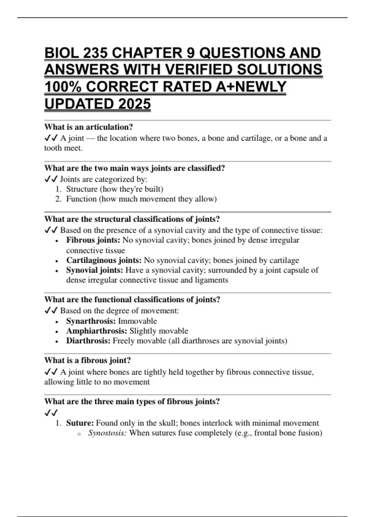 BIOL 235 CHAPTER 9 QUESTIONS AND ANSWERS WITH VERIFIED SOLUTIONS 100% ...