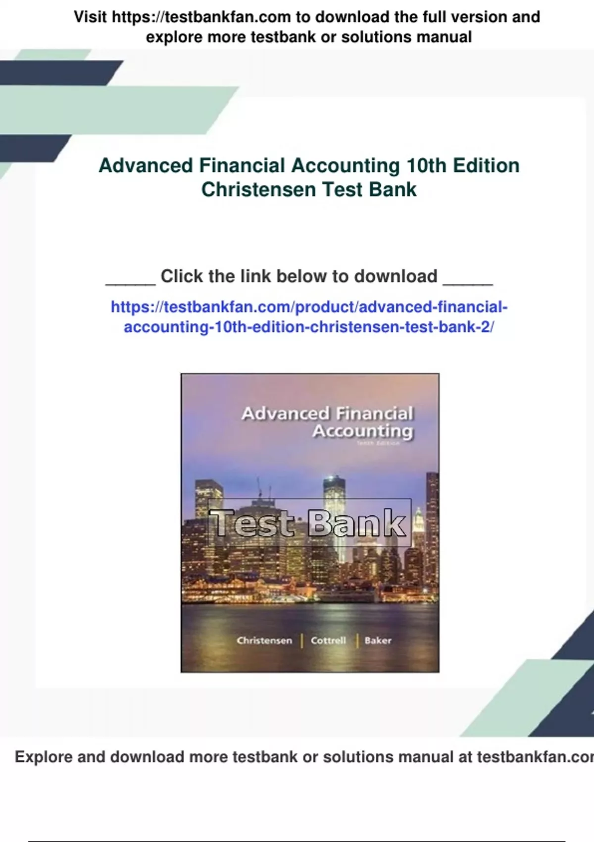 Summary Advanced Financial Accounting 10th Edition Christensen Test ...