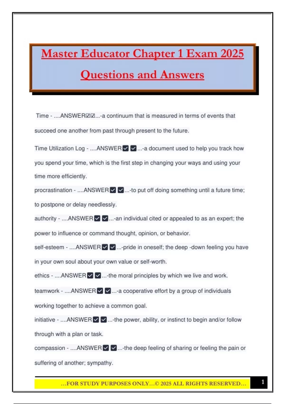 Master Educator Chapter 1 Exam 2025 Questions and Answers - Master ...