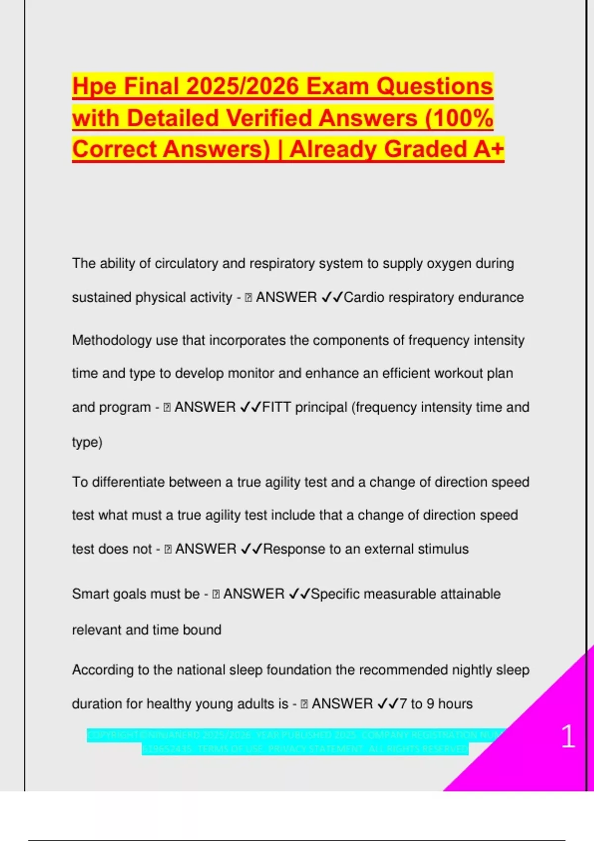HPE Final – 2025/2026 – Exam Questions with Verified Answers and ...