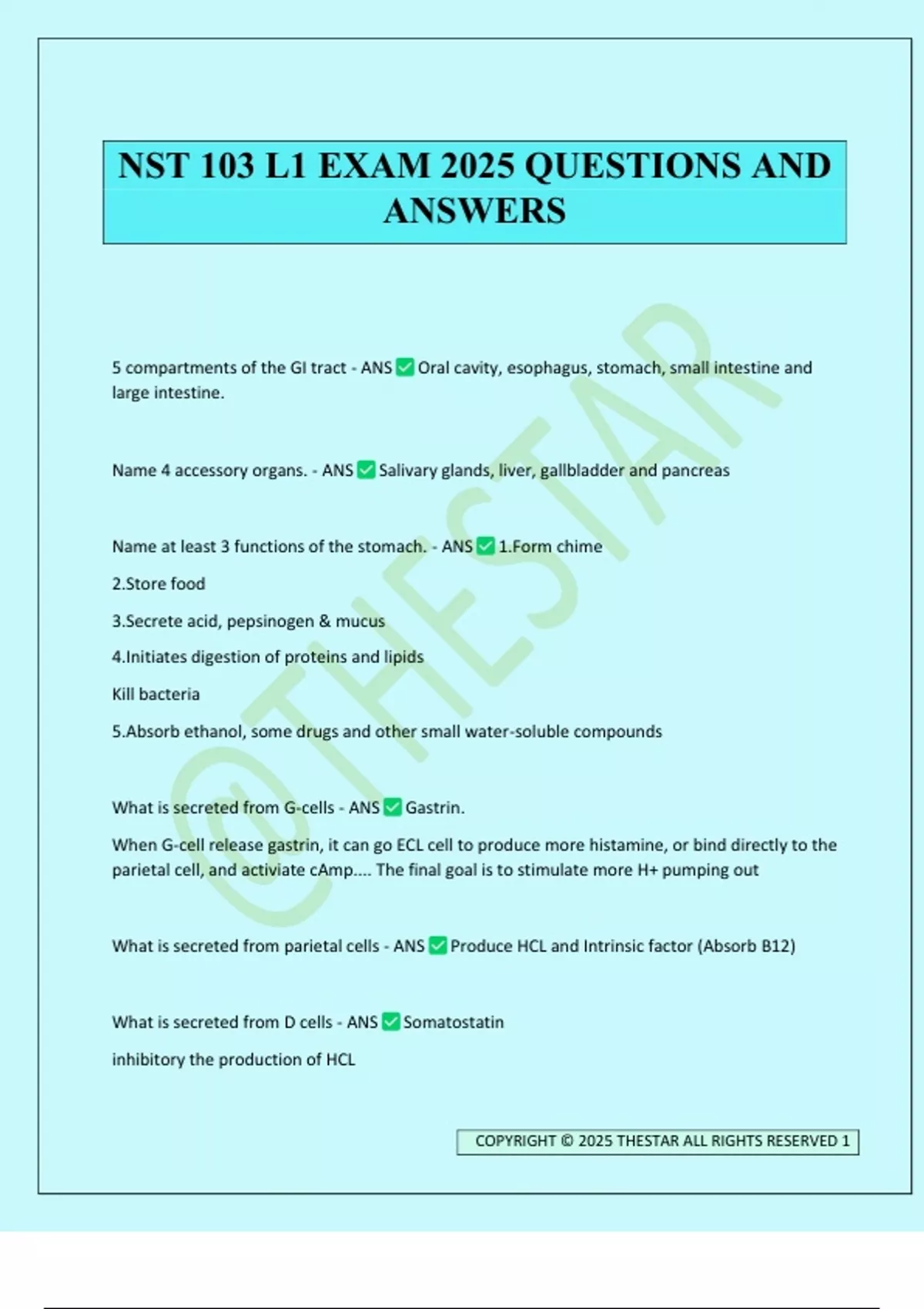 NST 103 L1 EXAM 2025 QUESTIONS AND ANSWERS - NST 103 - Stuvia US