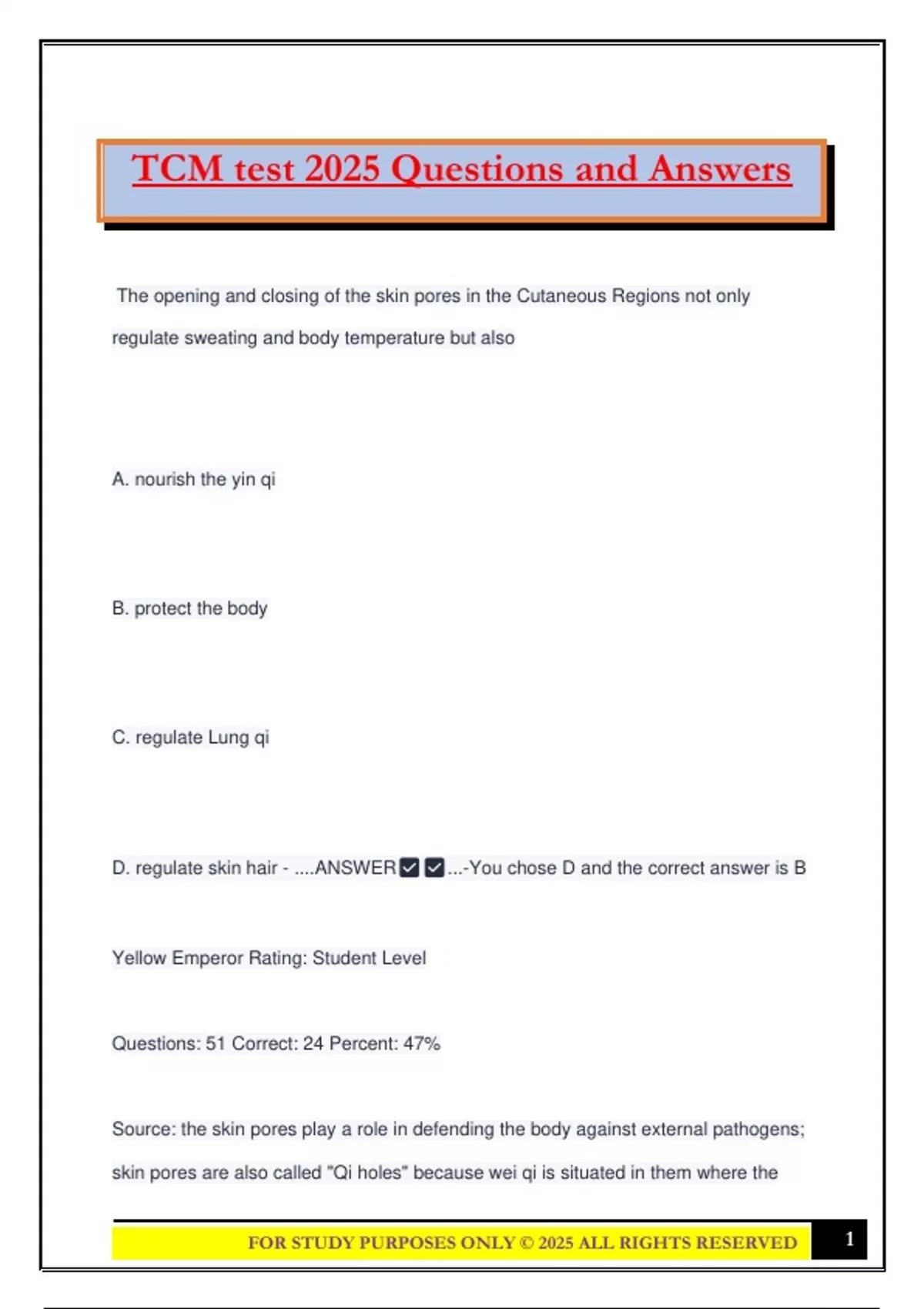 TCM test 2025 Questions and Answers - TCM - Stuvia US