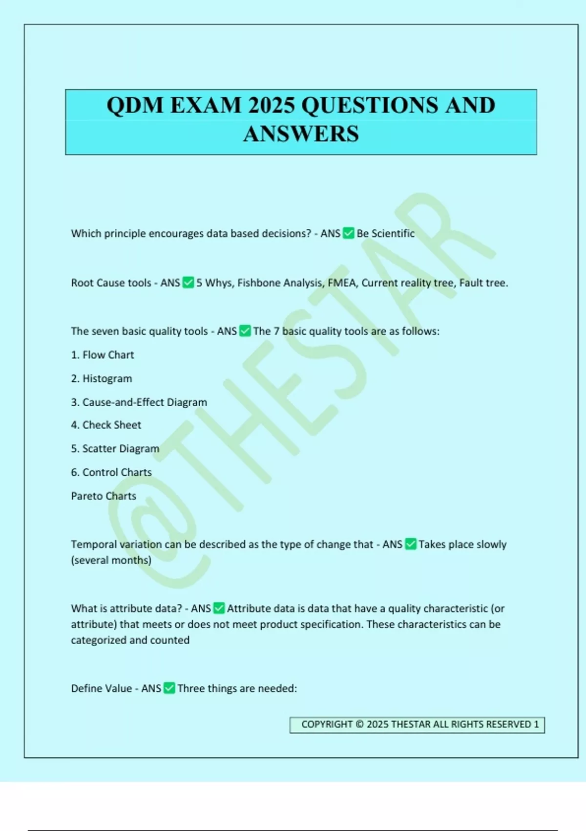 QDM EXAM 2025 QUESTIONS AND ANSWERS - QDM - Stuvia US