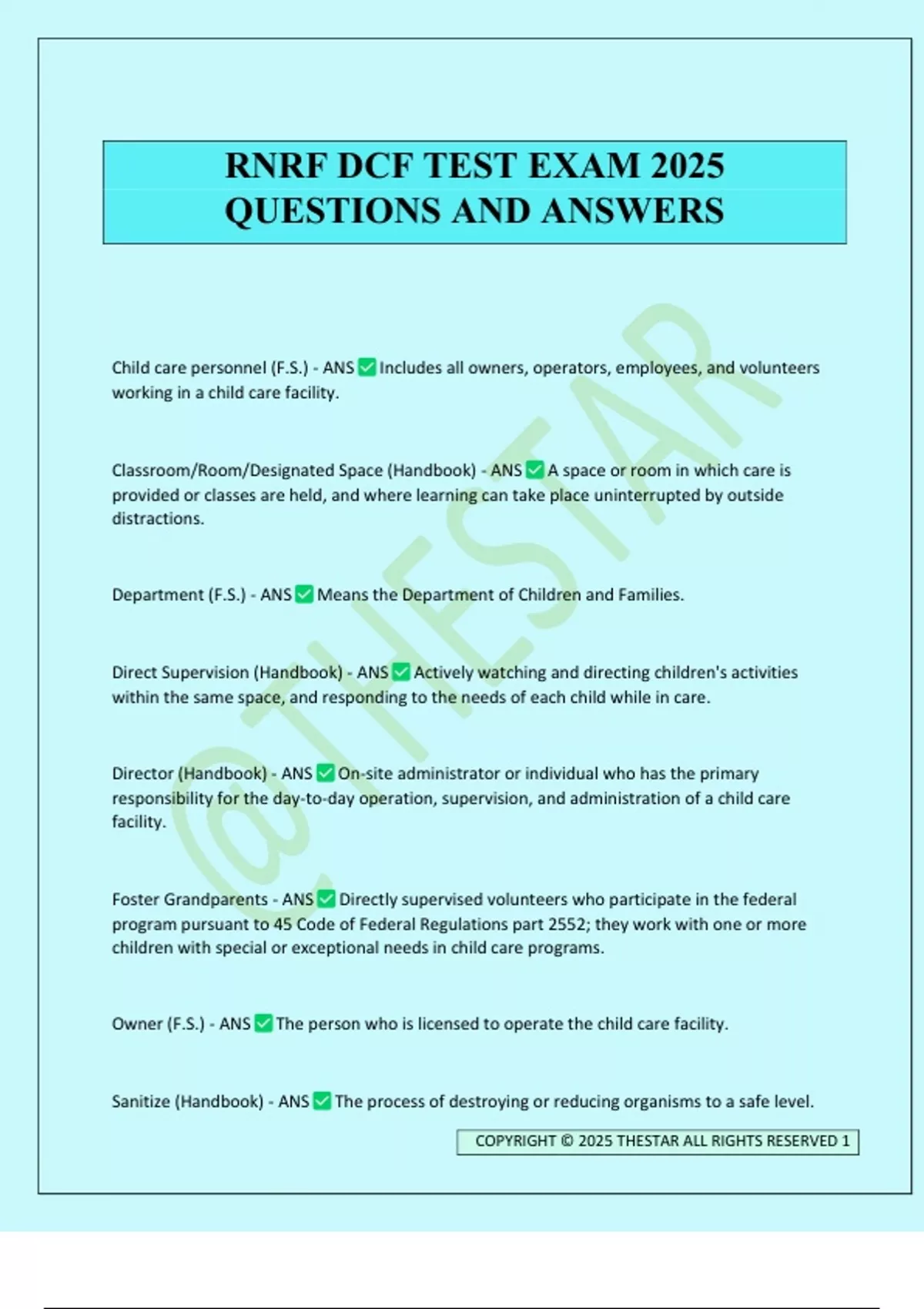 RNRF DCF TEST EXAM 2025 QUESTIONS AND ANSWERS - RNRF DCF - Stuvia US