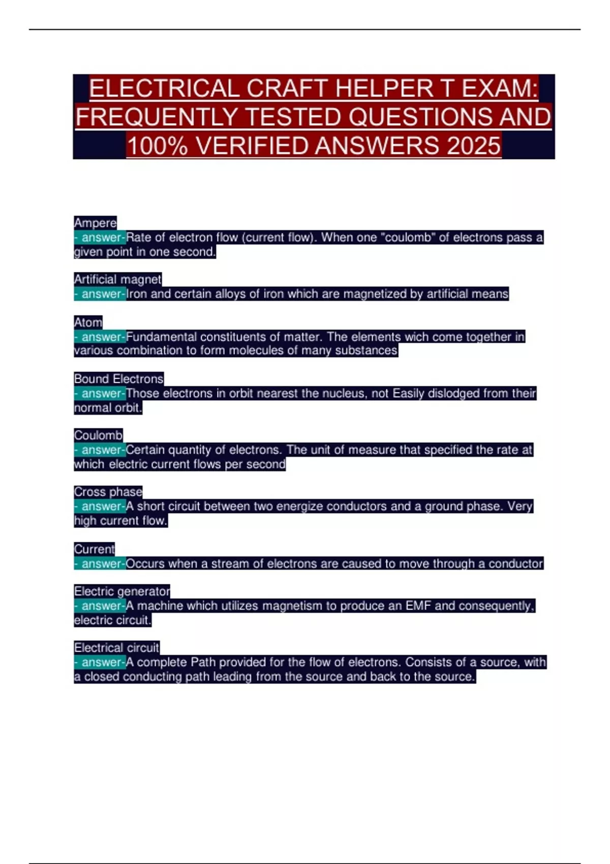 2025 Electrical Craft Helper T Exam: Ultimate Question Bank with ...