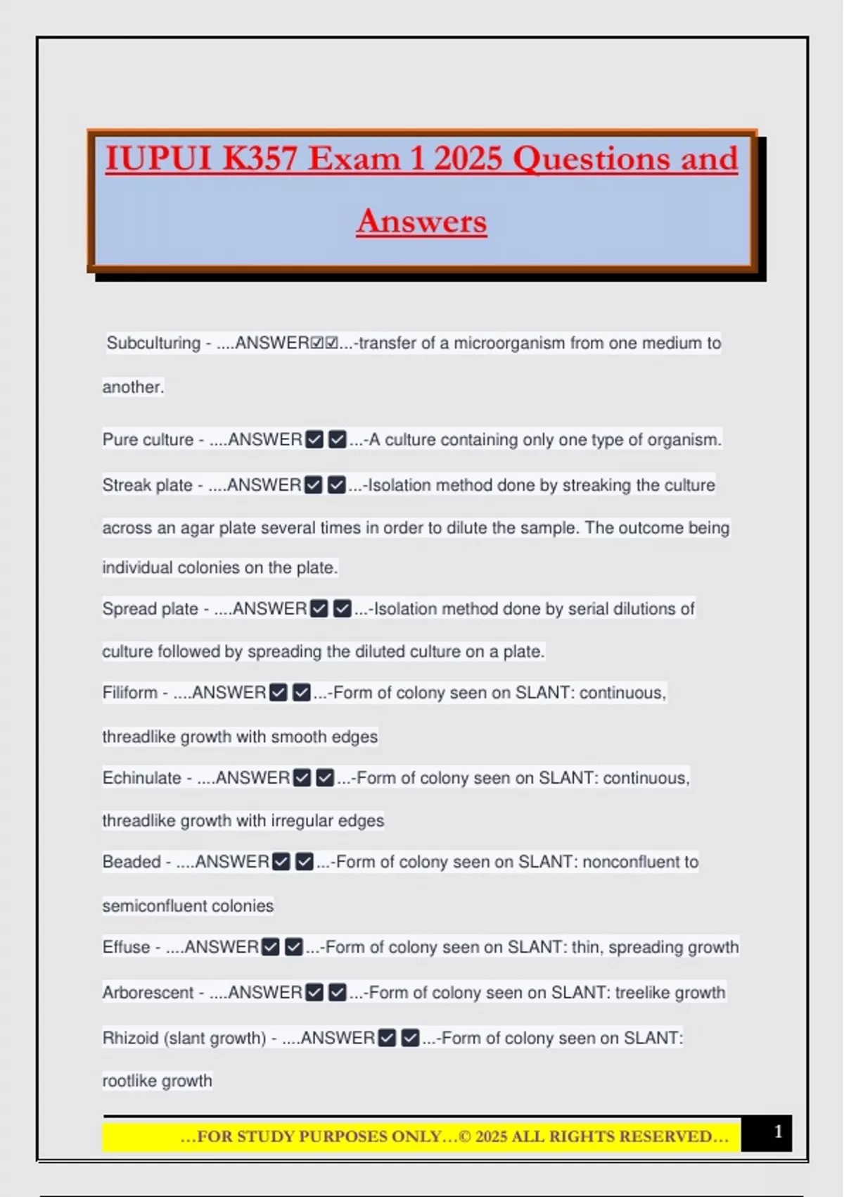 IUPUI K357 Exam 1 2025 Questions and Answers - IUPUI - Stuvia US
