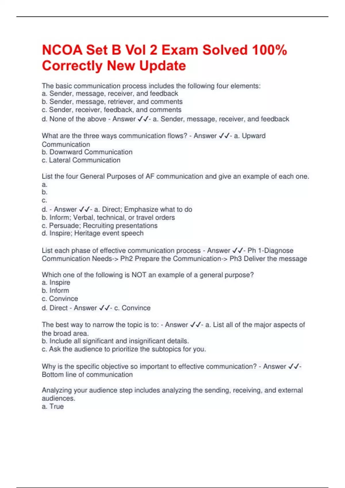 NCOA Set B Vol 2 Exam Solved 100% Correctly New Update - NCOA Set B Vol ...