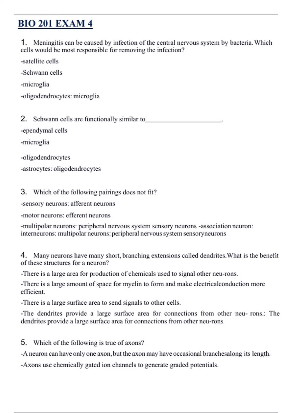 BIO 201 EXAM 4 ( UPDATED 2025 ) | QUESTIONS WITH 100% VERIFIED ANSWERS AND COMPREHENSIVE ...