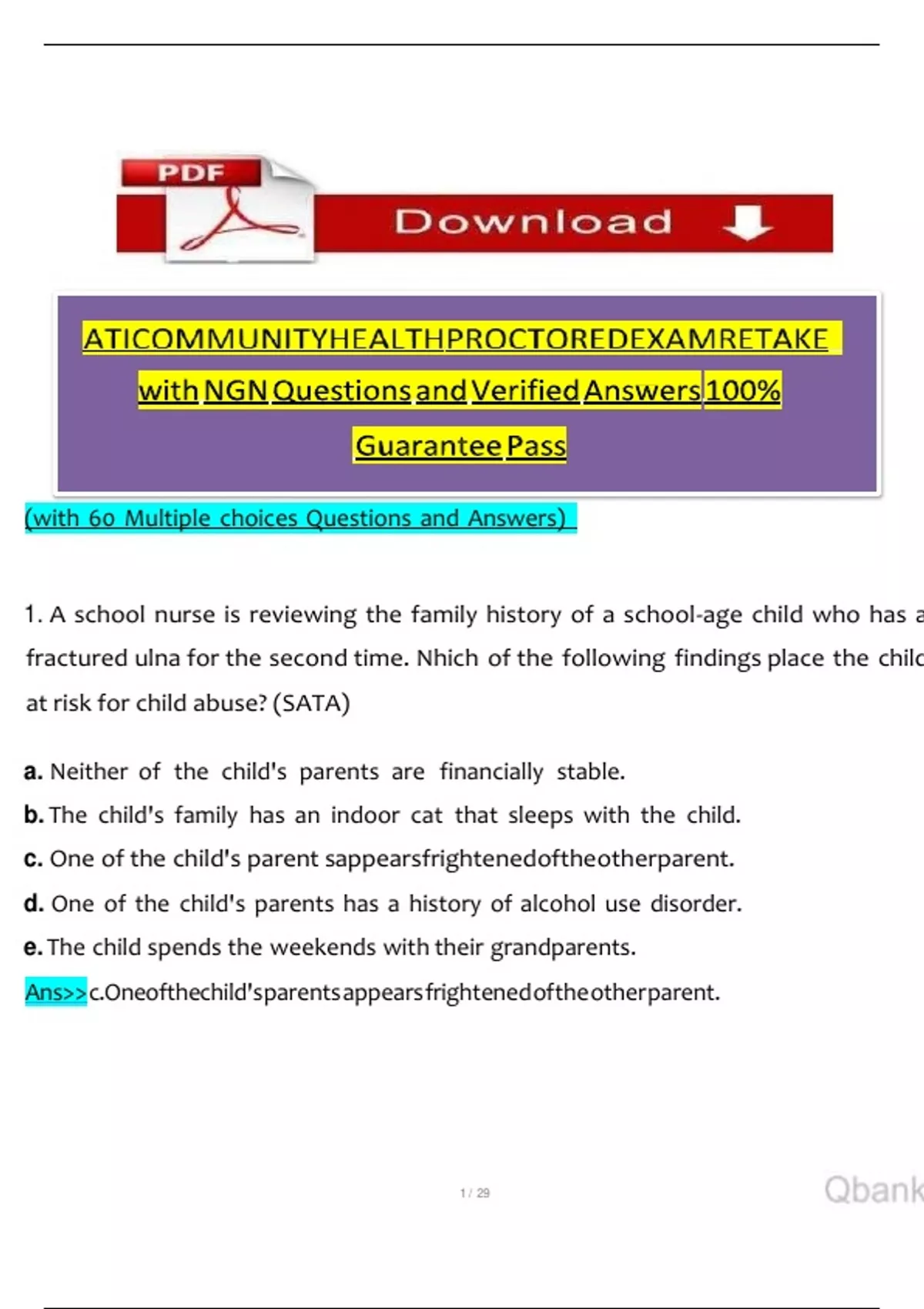 2025 ATI Community Health Proctored Exam Retake Actual Questions and ...